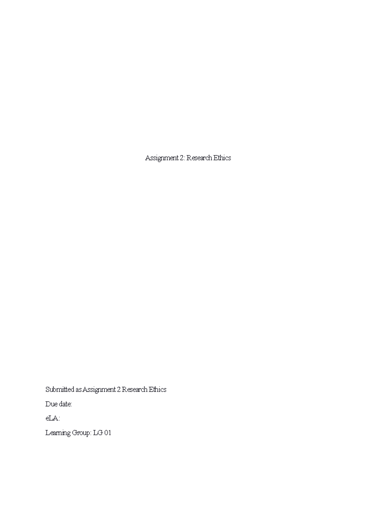 PSY10007 Assignment ethics - Assignment 2: Research Ethics Submitted as Assignment 2 Research ...