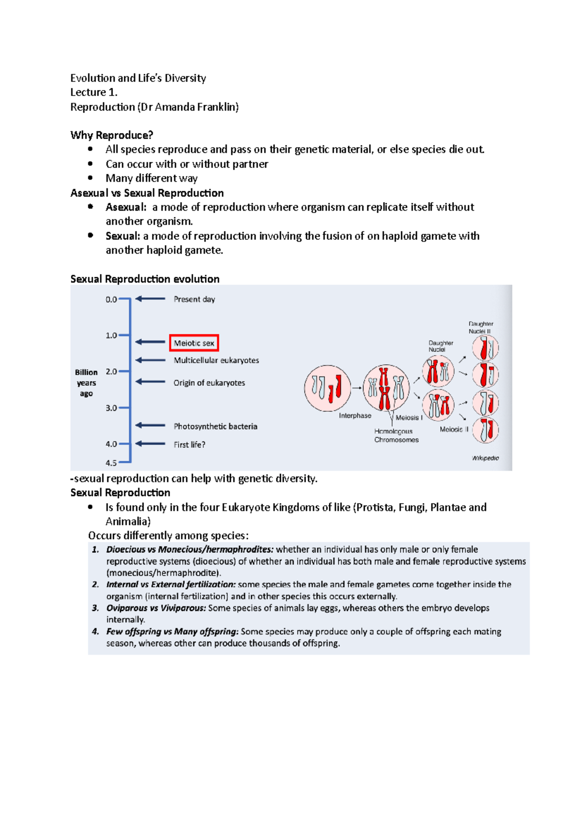 Topic 1- Evolution and Life's Diversity - Evolution and Life’s ...