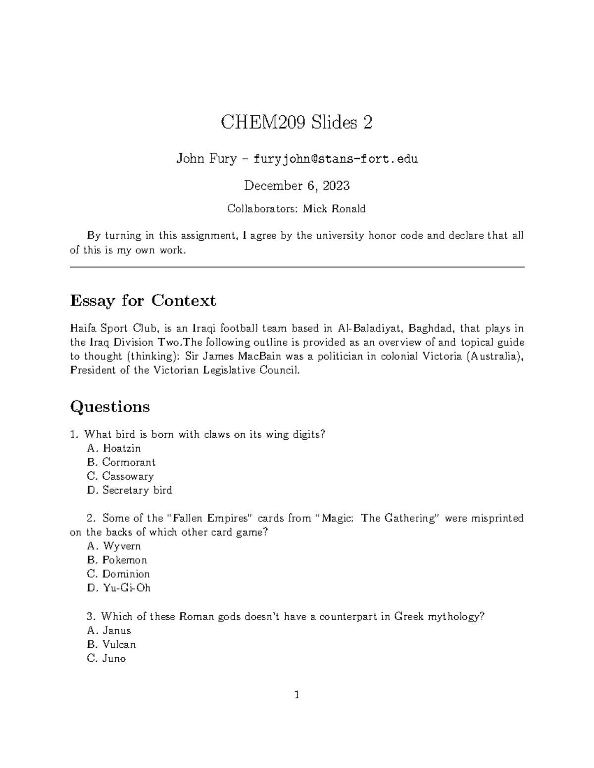 CHEM209 Slides 2 - Basic chemical concepts. Atomic and molecular ...
