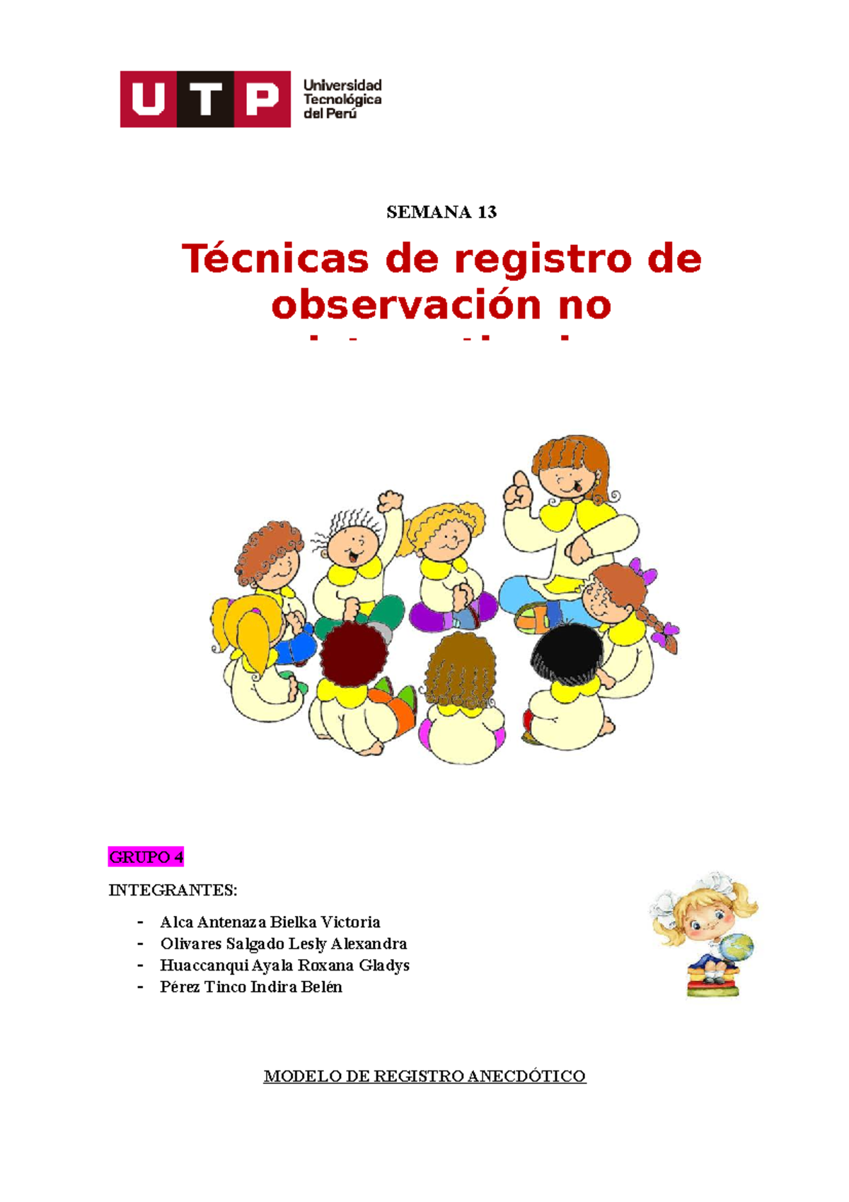 Observación-Semana 13 - MODELO DE REGISTRO ANECDÓTICO SEMANA 13 ...