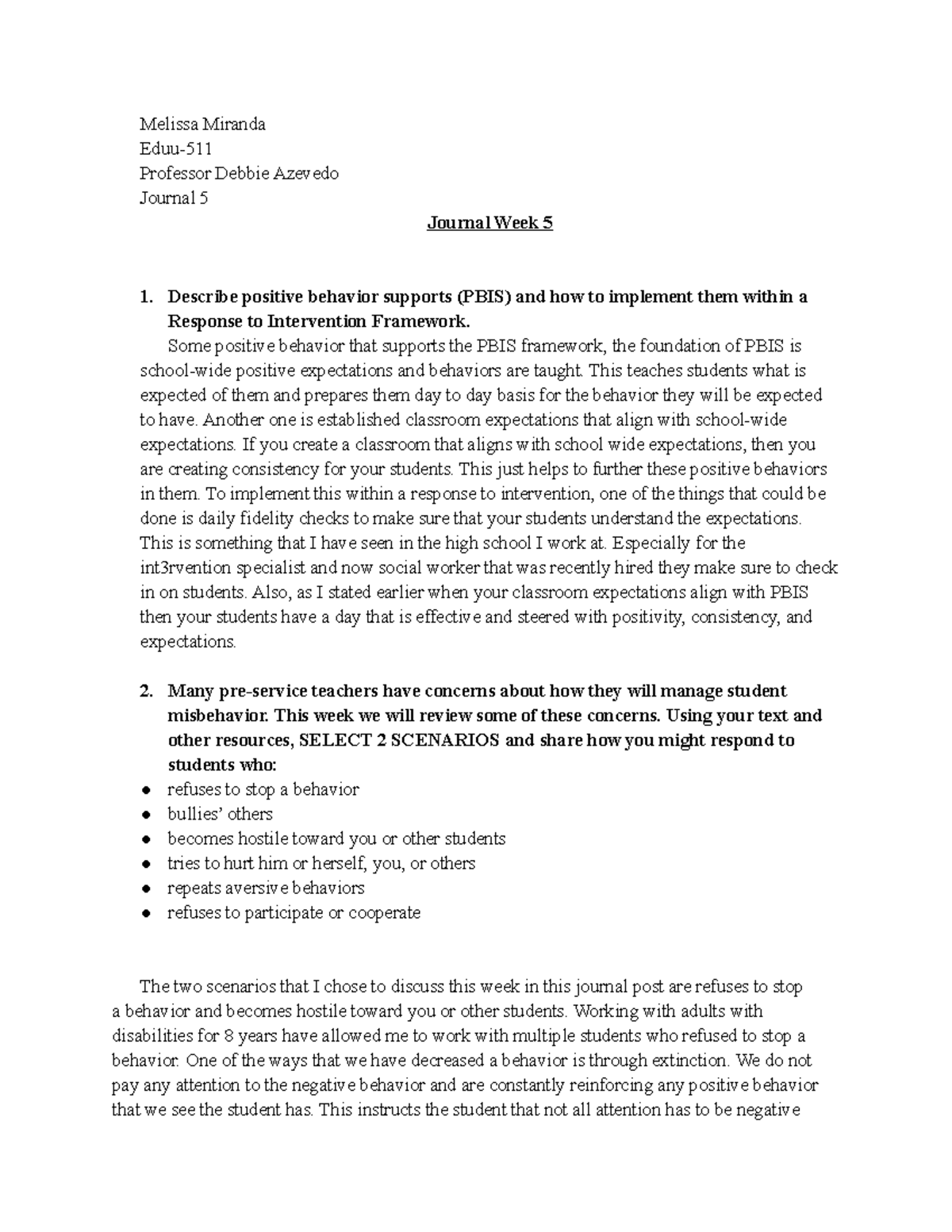 EDUU-511 Week 5 Discussion Journal - EDUU 511 - Brandman - Studocu