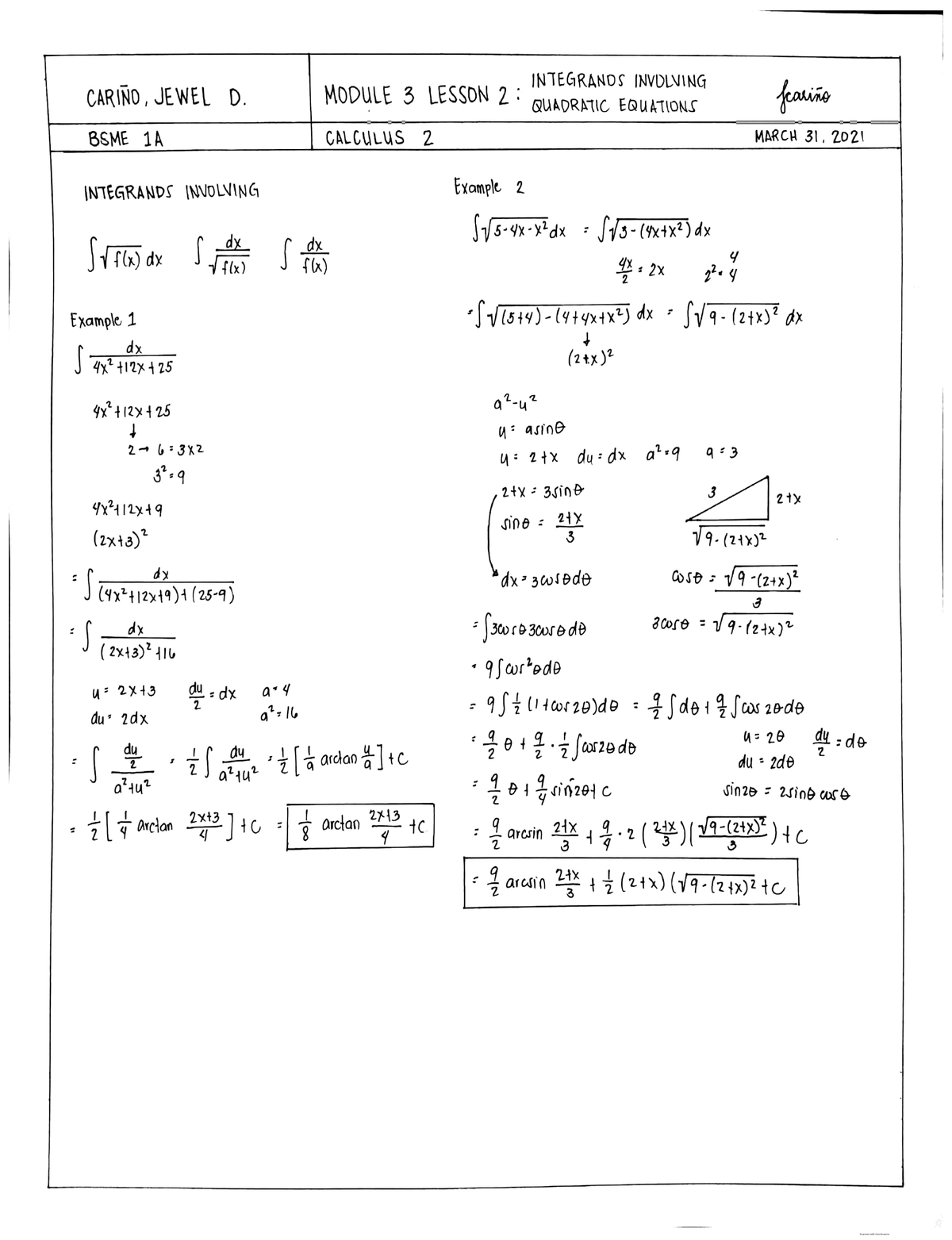 Module 3.2 Calculus 2 - Calculus 2 - PangSU - Studocu