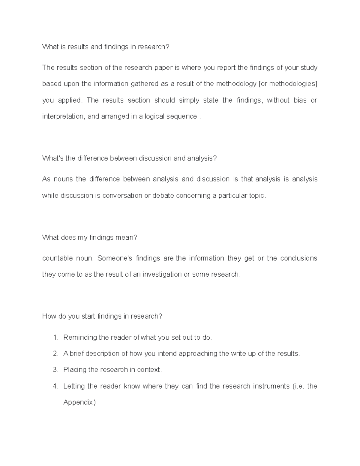 Charlng 3 - BGJJAJAJ - What is results and findings in research? The ...