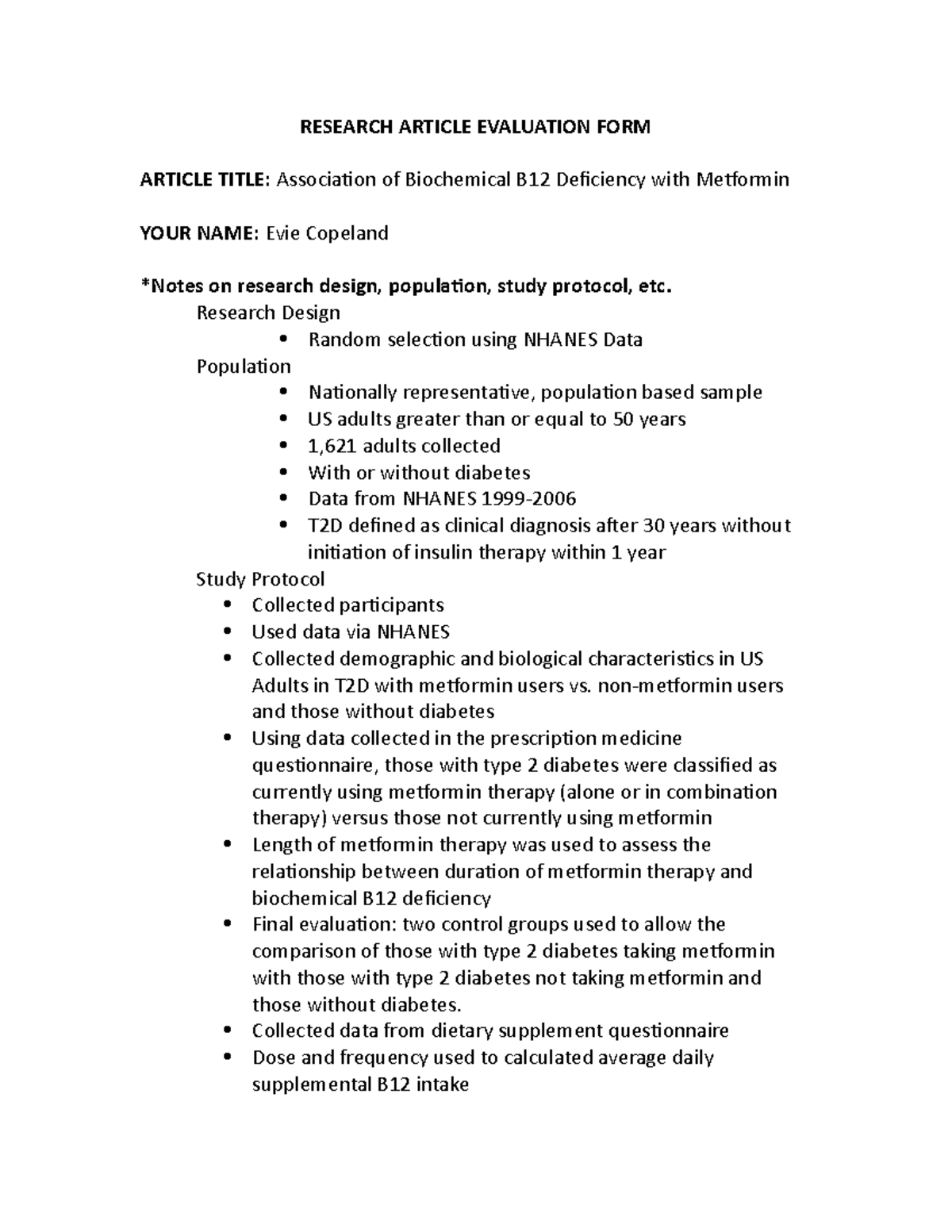 Article Review B12 - RESEARCH ARTICLE EVALUATION FORM ARTICLE TITLE ...