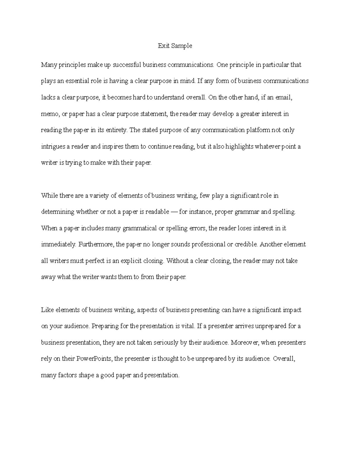 Exit Sample MCOM - Exit Sample Many principles make up successful ...