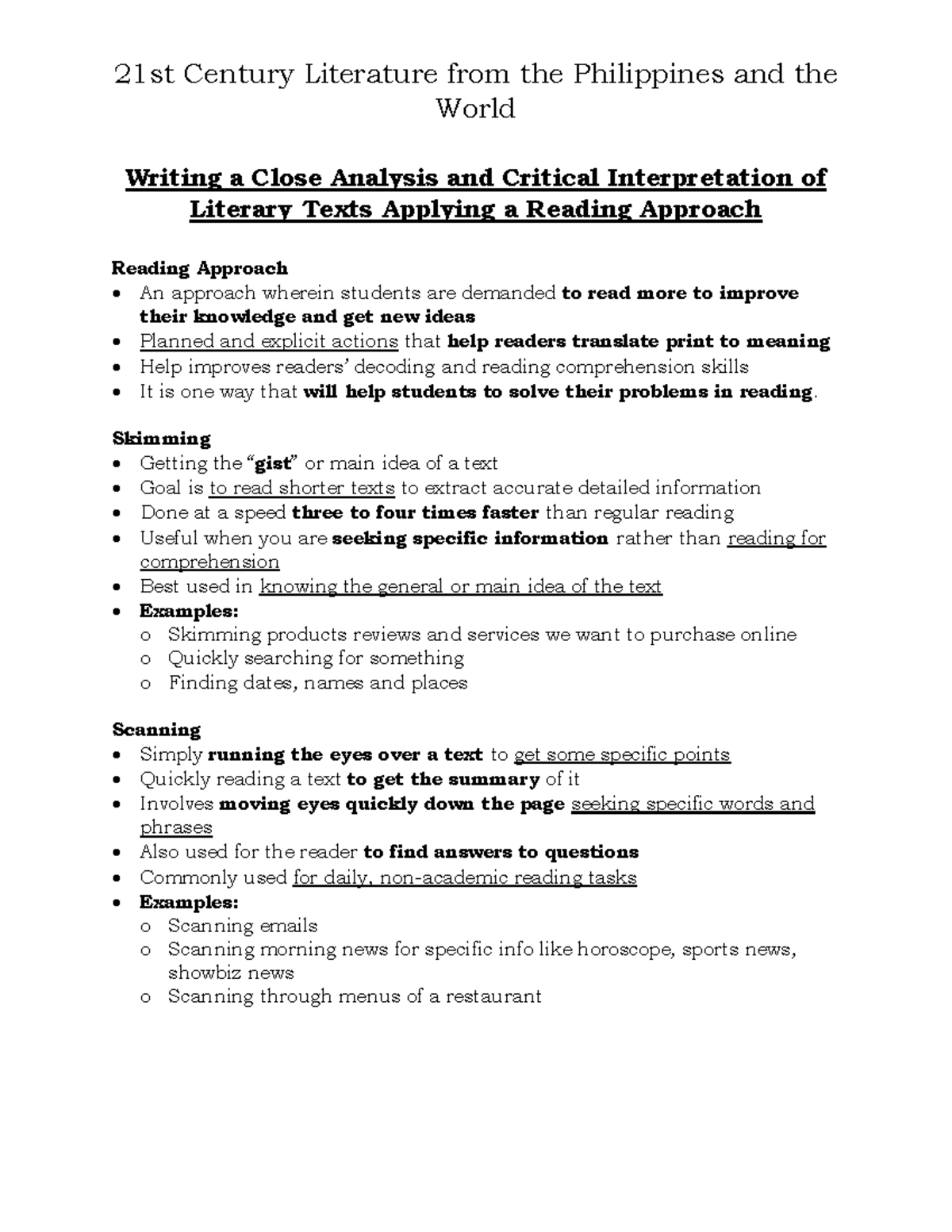 21st-Reviewer - Reviewer for Exams - World Writing a Close Analysis and ...