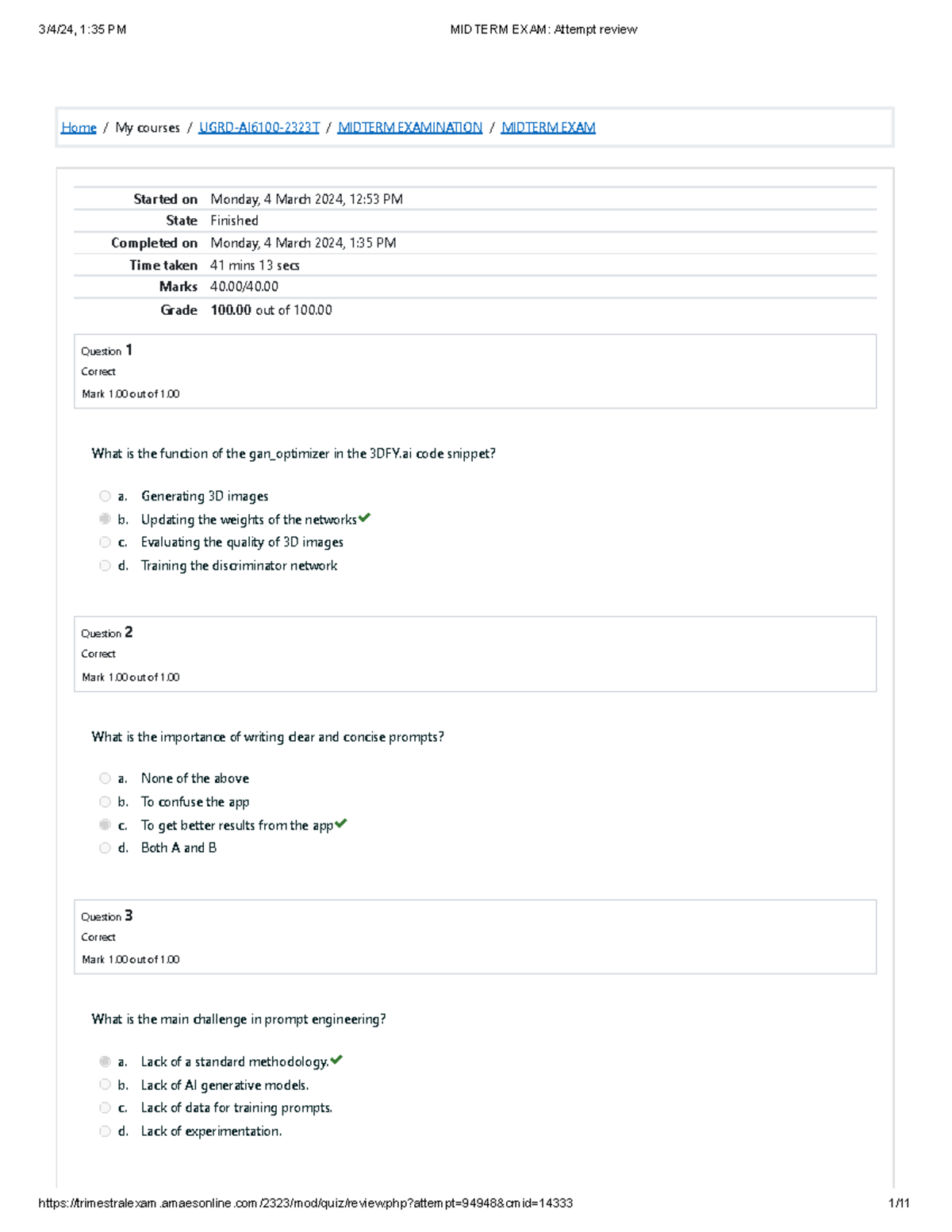 Midterm EXAM Attempt reviewai - Home / My courses / UGRD-AI6100-2323T ...