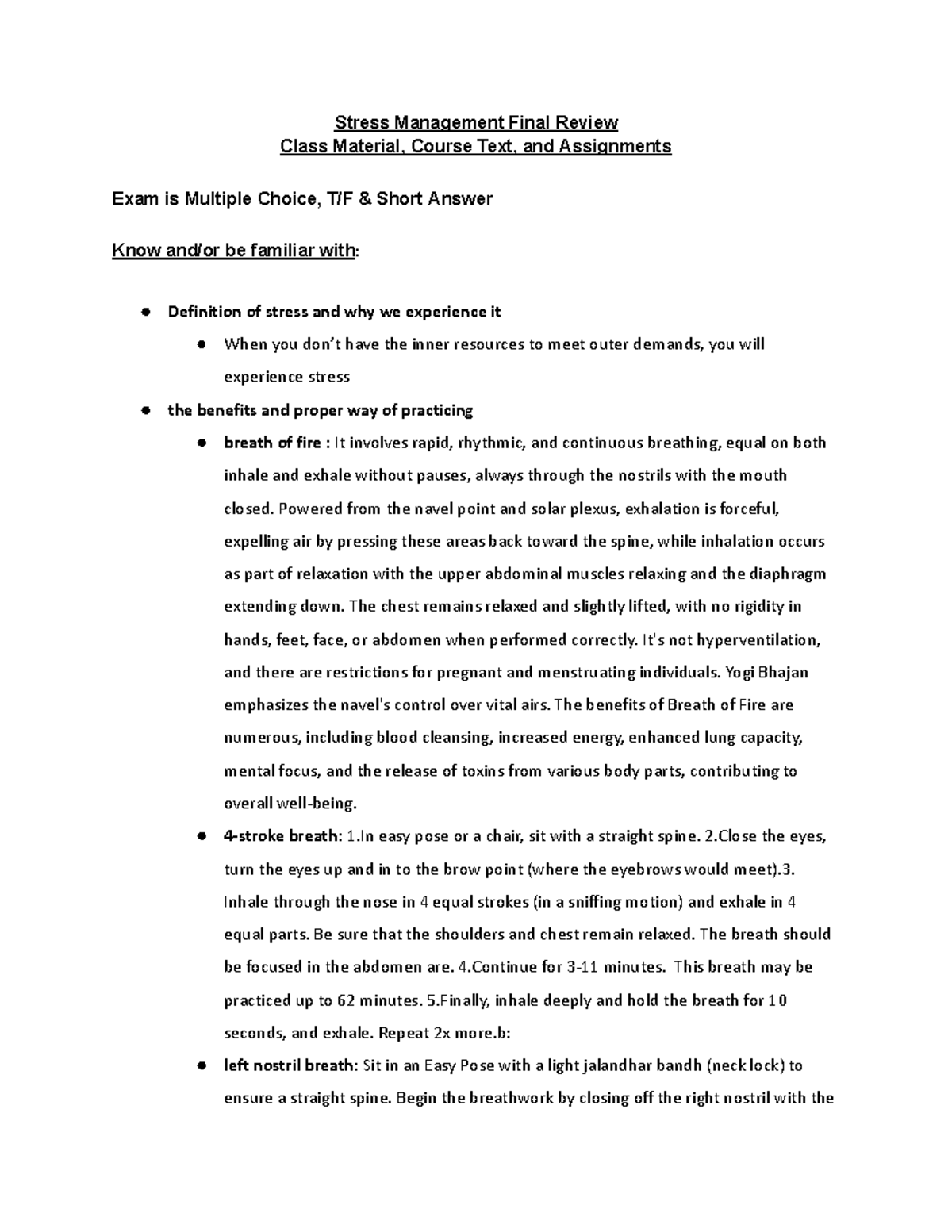 Stress Management Final Review - Powered from the navel point and solar ...
