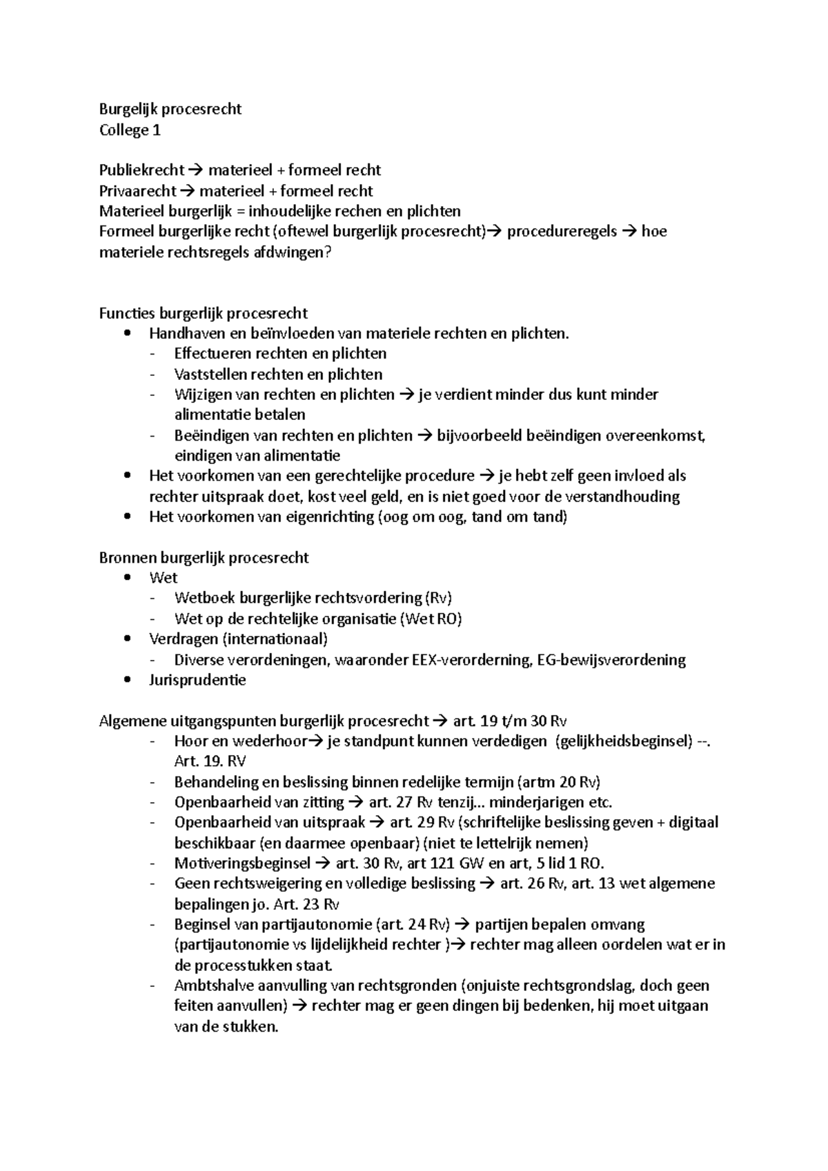 Burgelijk procesrecht - Burgelijk procesrecht College 1 Publiekrecht ...
