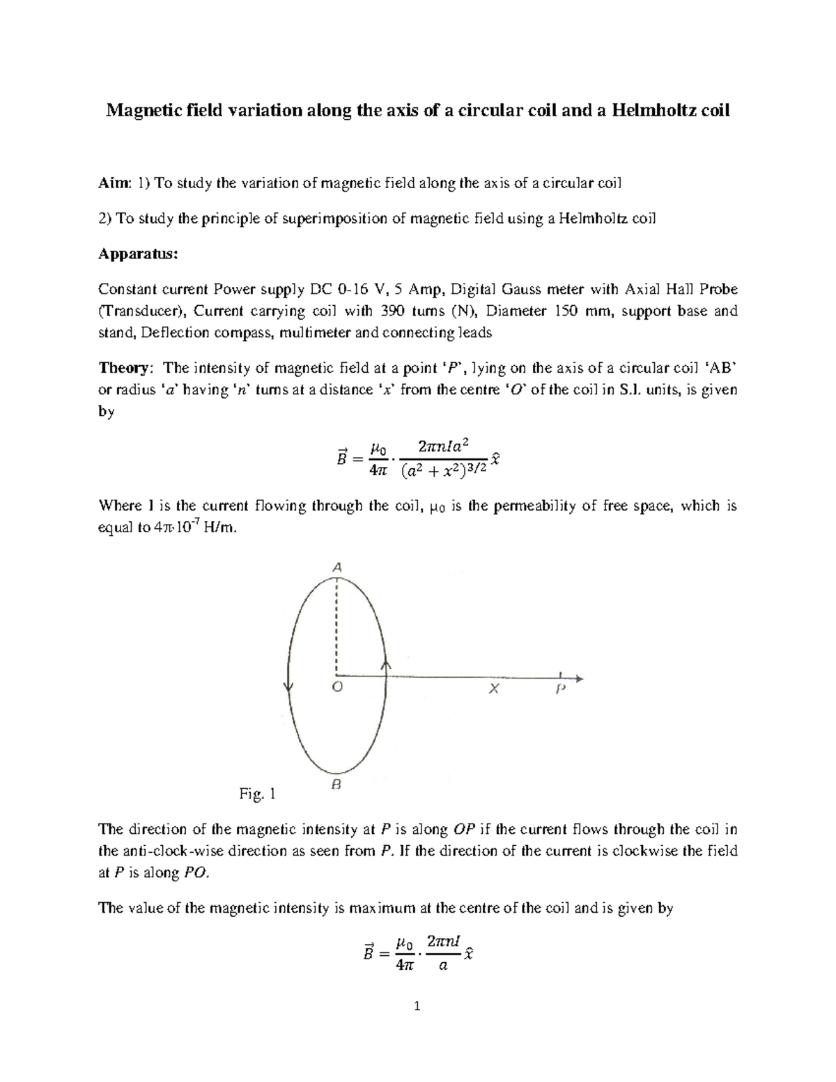 Microsoft Word - Magnetic field variation along the axis of a circular ...