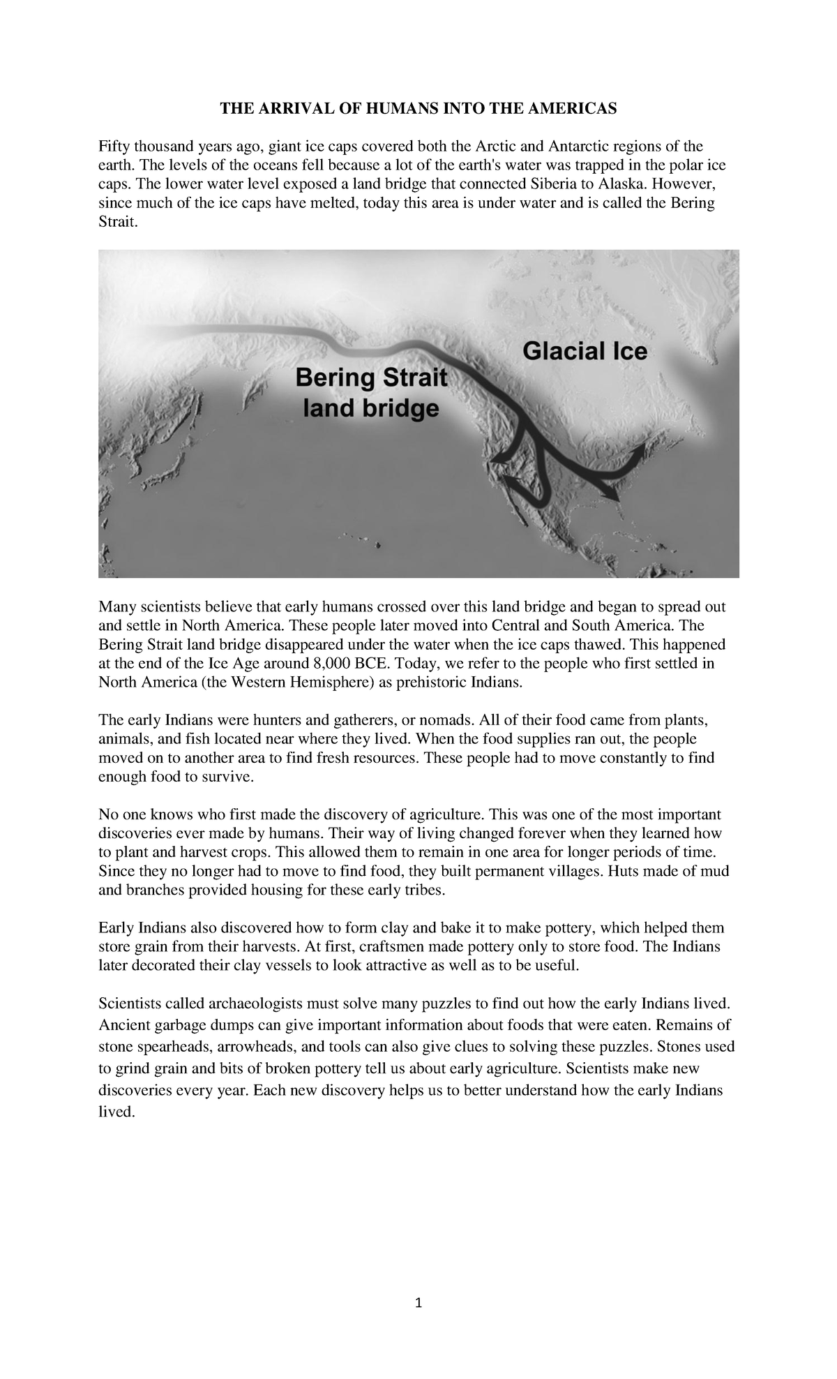 A. The arrival of humans into the Americas - 1 THE ARRIVAL OF HUMANS ...