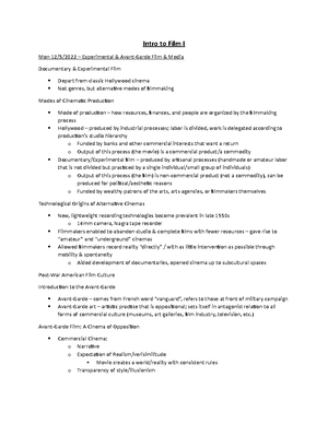 2022-24-10 Intro to Film I - Intro to Film I Mon 10/24/ Normal Focus vs ...