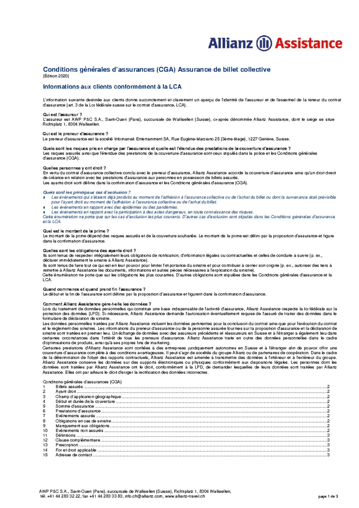 Fr - Note de cours français - Conditions générales d’assurances (CGA ...