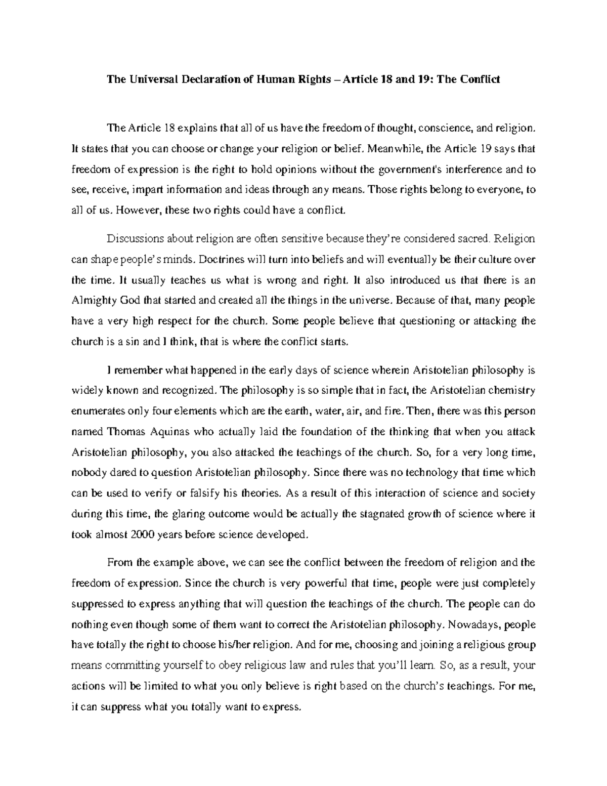 The Universal Declaration of Human Rights – Article 18 and 19 (The ...