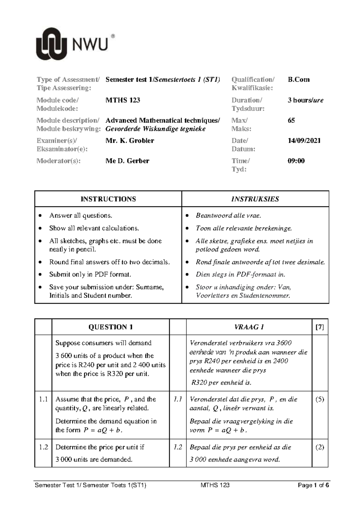 MTHS 123 Semester Test 1 ST1 2021 240430 101203 - Type of Assessment ...