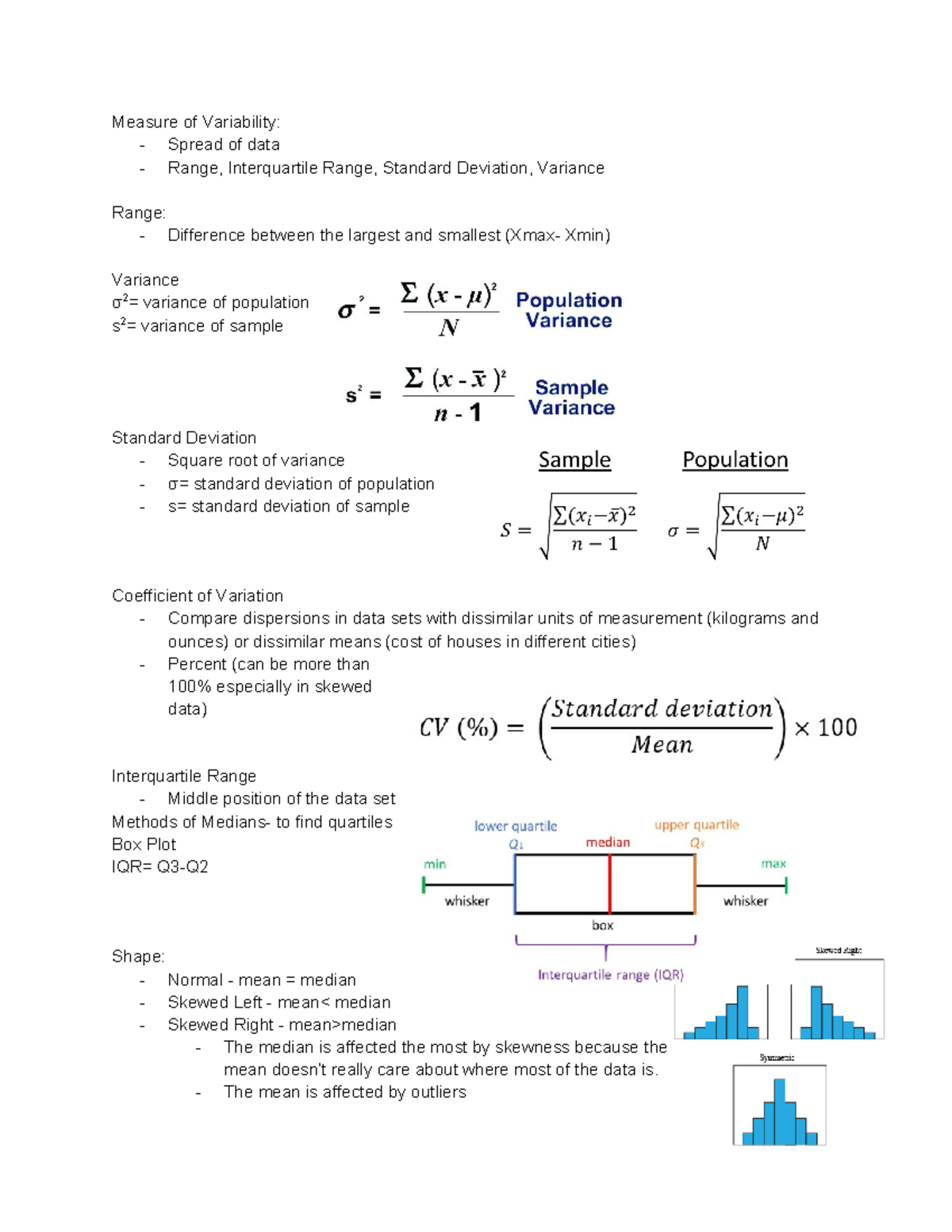 Descriptive Statistics - Measure of Variability: - Spread of data ...
