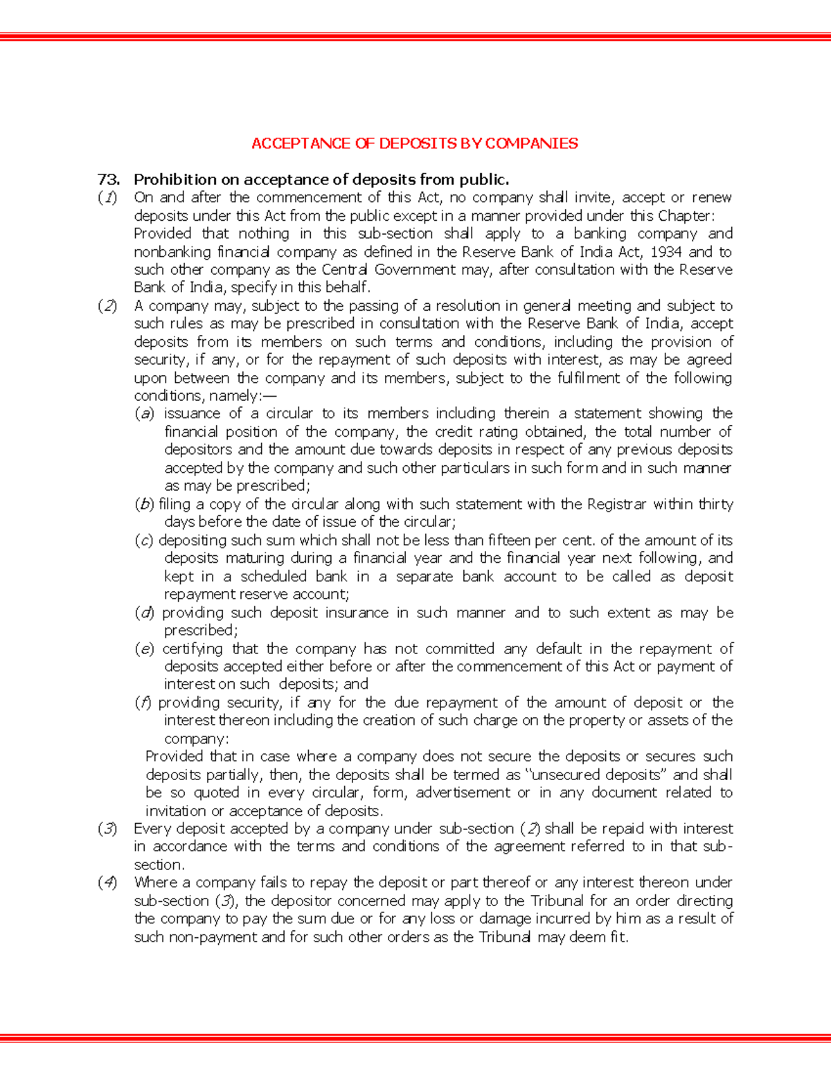 Acceptance OF Deposits BY Companies - CHAPTER V ACCEPTANCE OF DEPOSITS ...