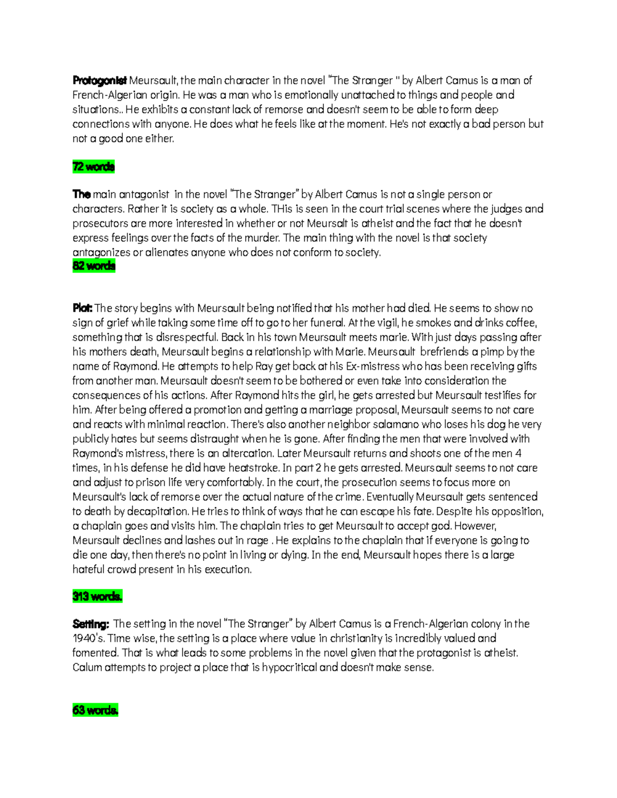 The stranger book report - Protagonist Meursault, the main character in ...