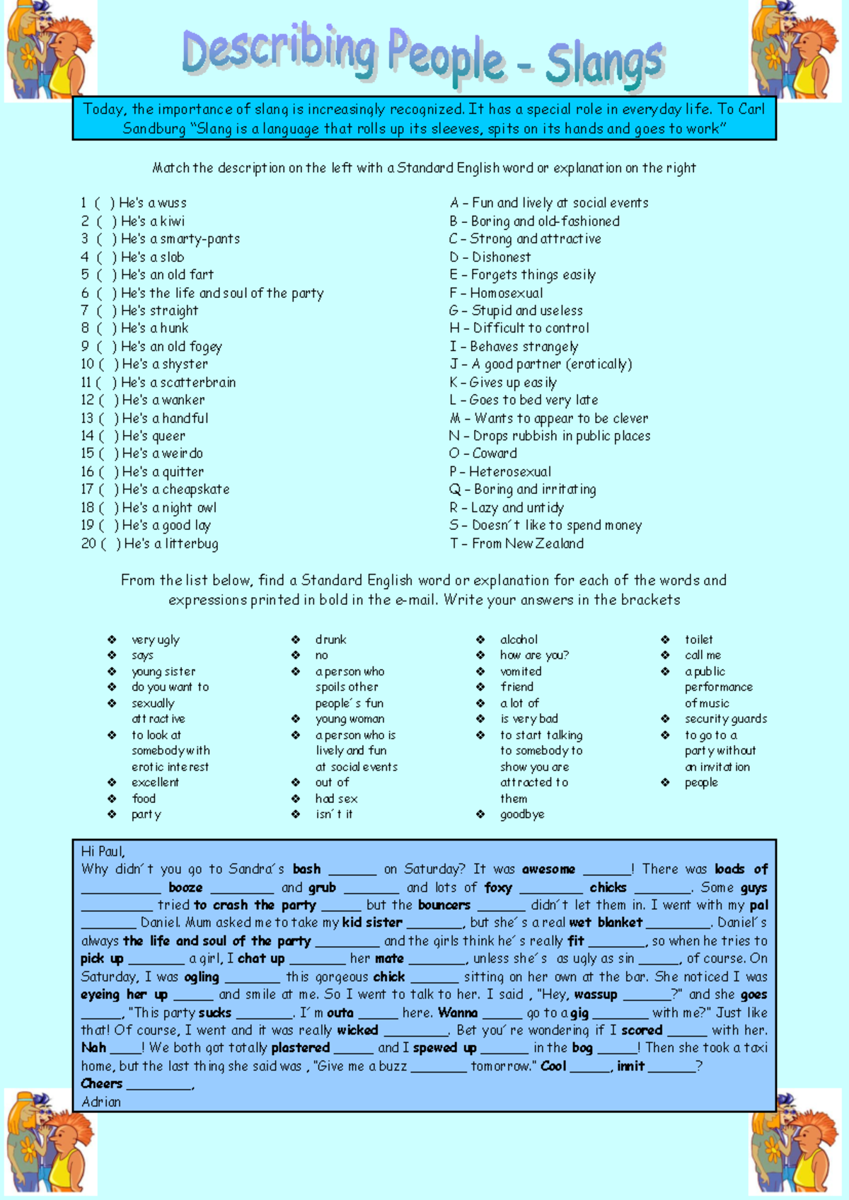 Slangs-game - good practice and good exersises for training - Today ...