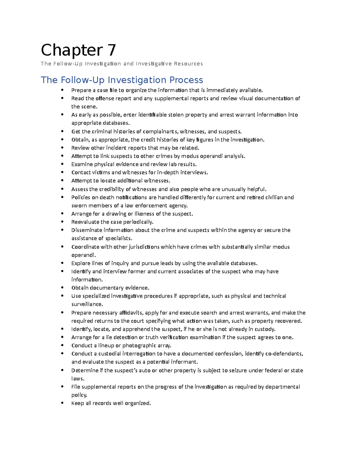 Chapter 7 - The Follow-Up Investigation and Investigative Resources ...
