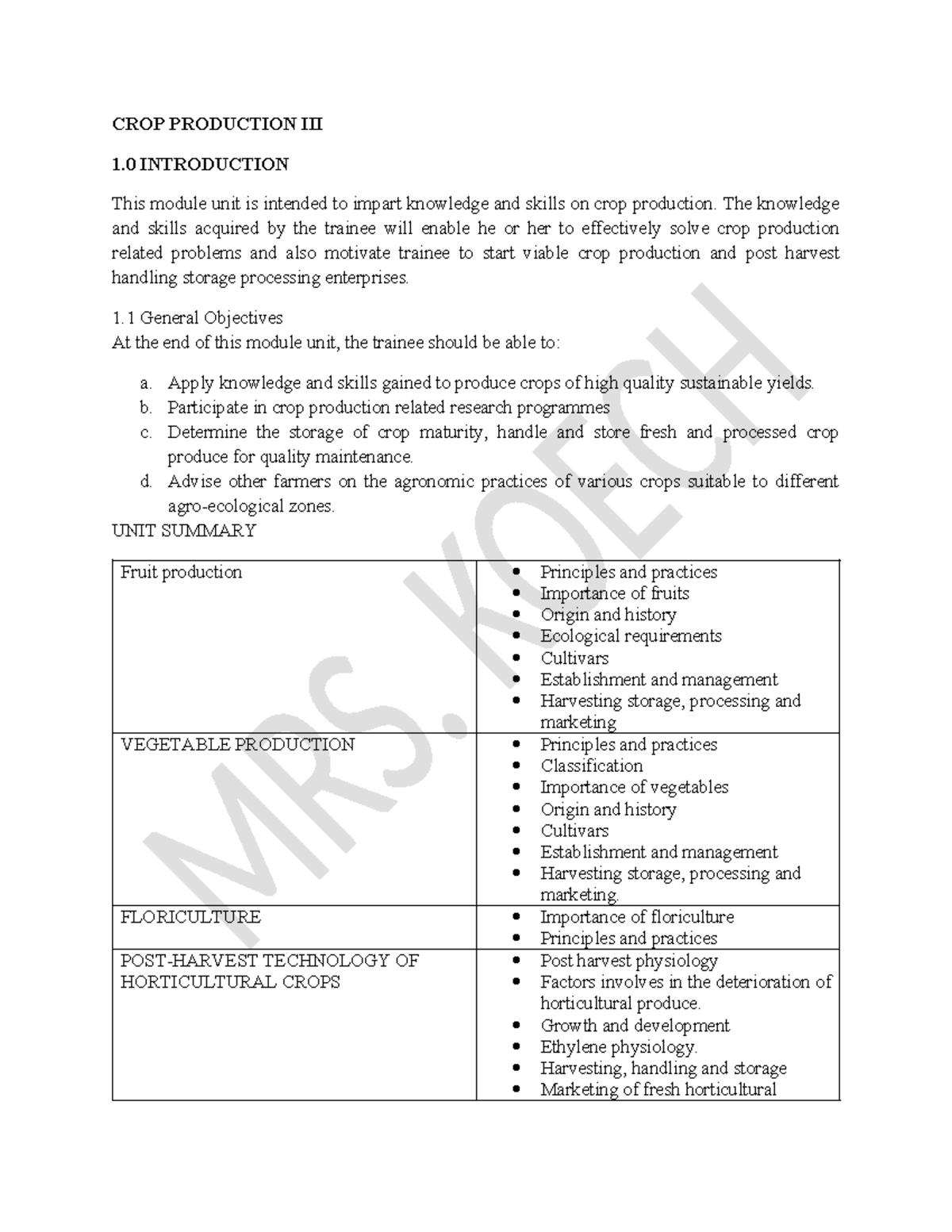 CROP Production III - CROP PRODUCTION III 1 INTRODUCTION This module ...