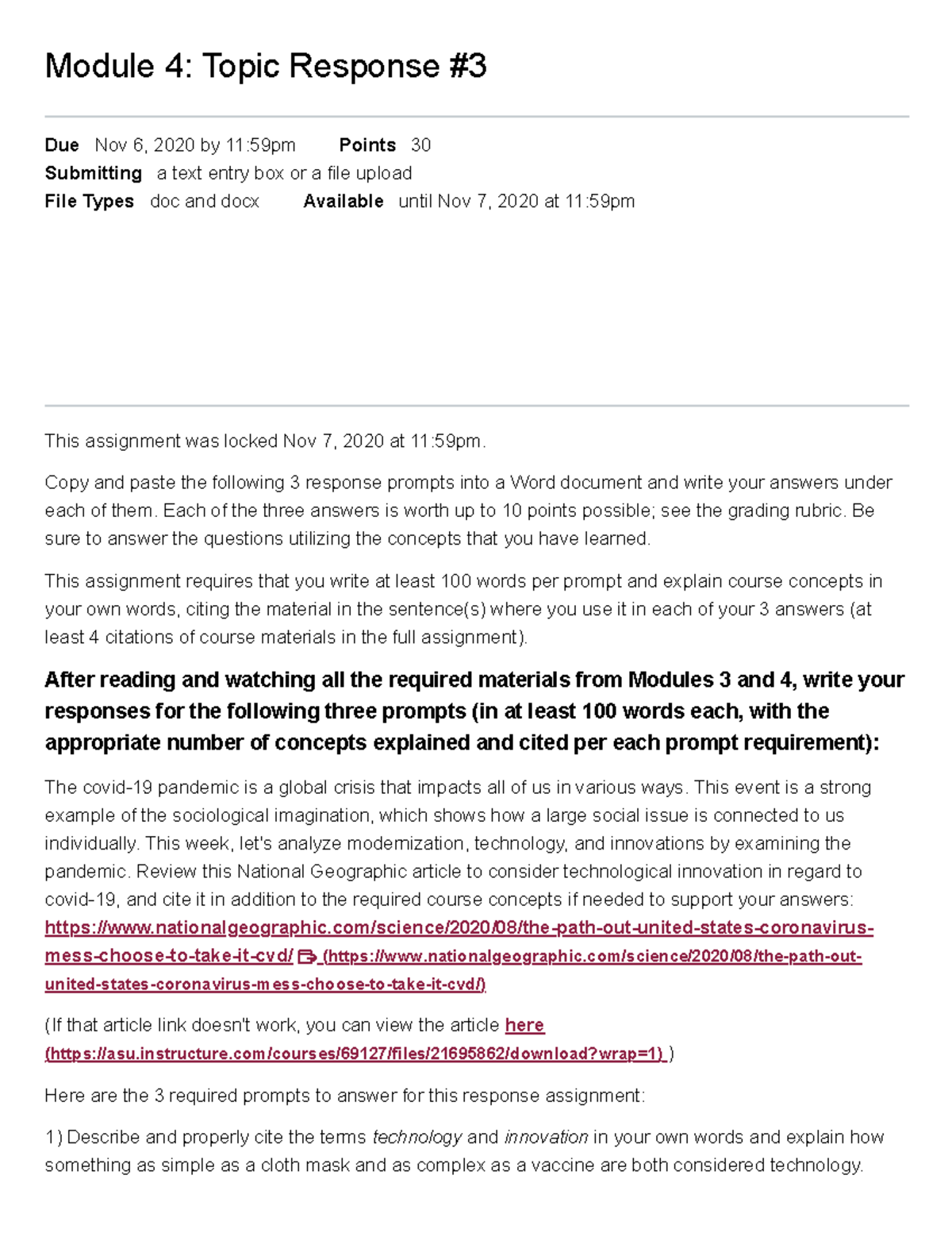 Module 4 Topic Response #3 - Module 4: Topic Response Due Nov 6, 2020 ...