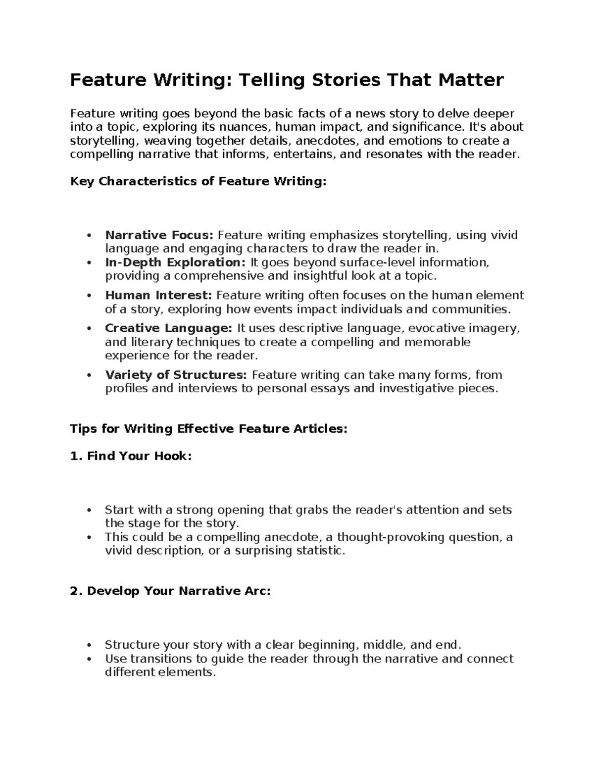 Feature Writing - It's about storytelling, weaving together details ...