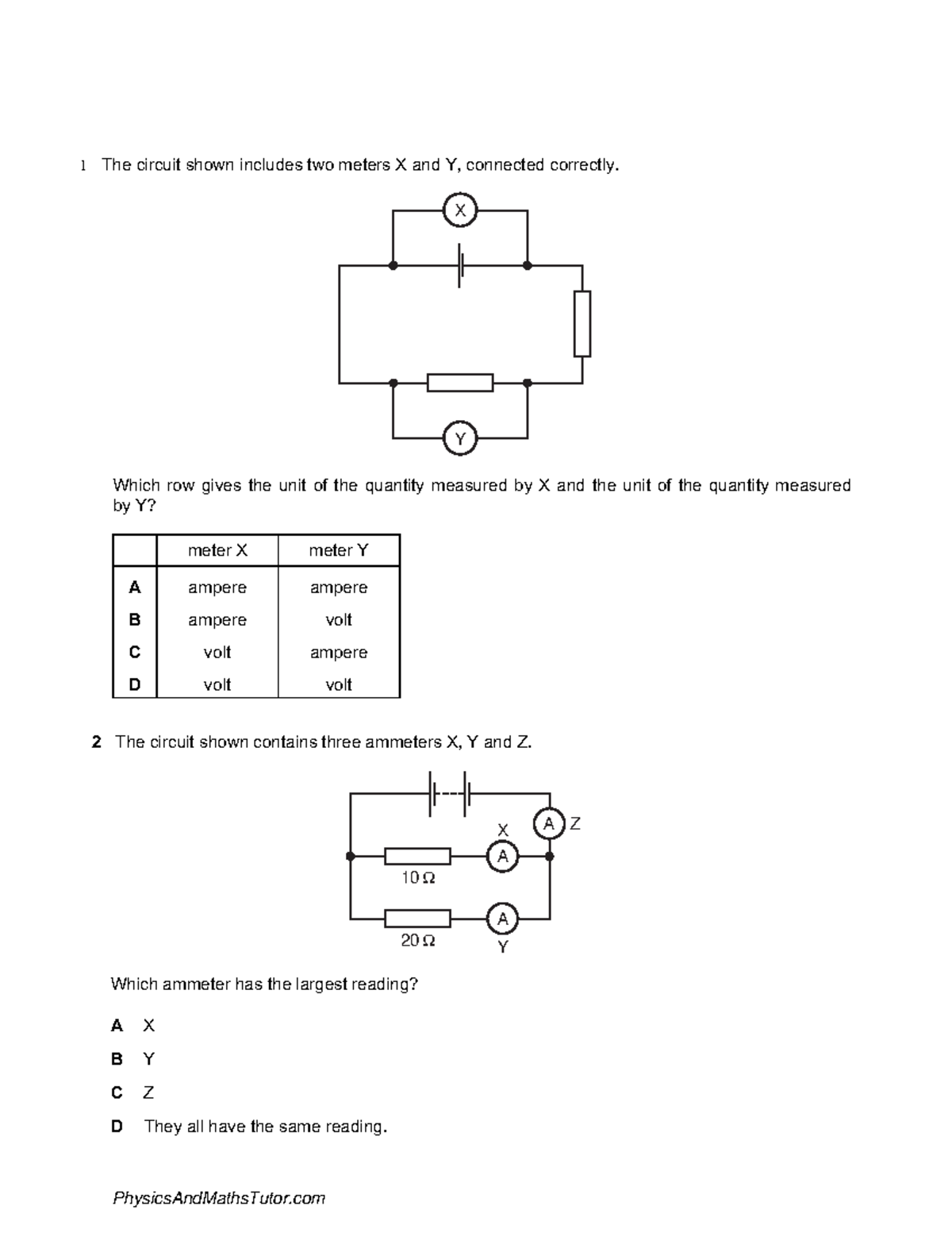 Electric Circuits (Multiple Choice) QP - 1 The circuit shown includes ...