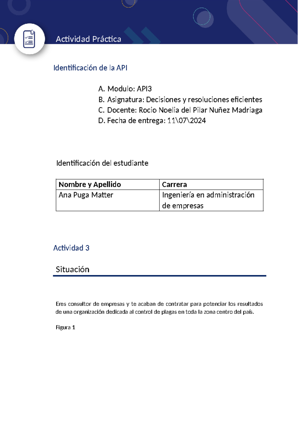 Actividad 3 listo - trabajo de contabilidad - Identificación de la API ...