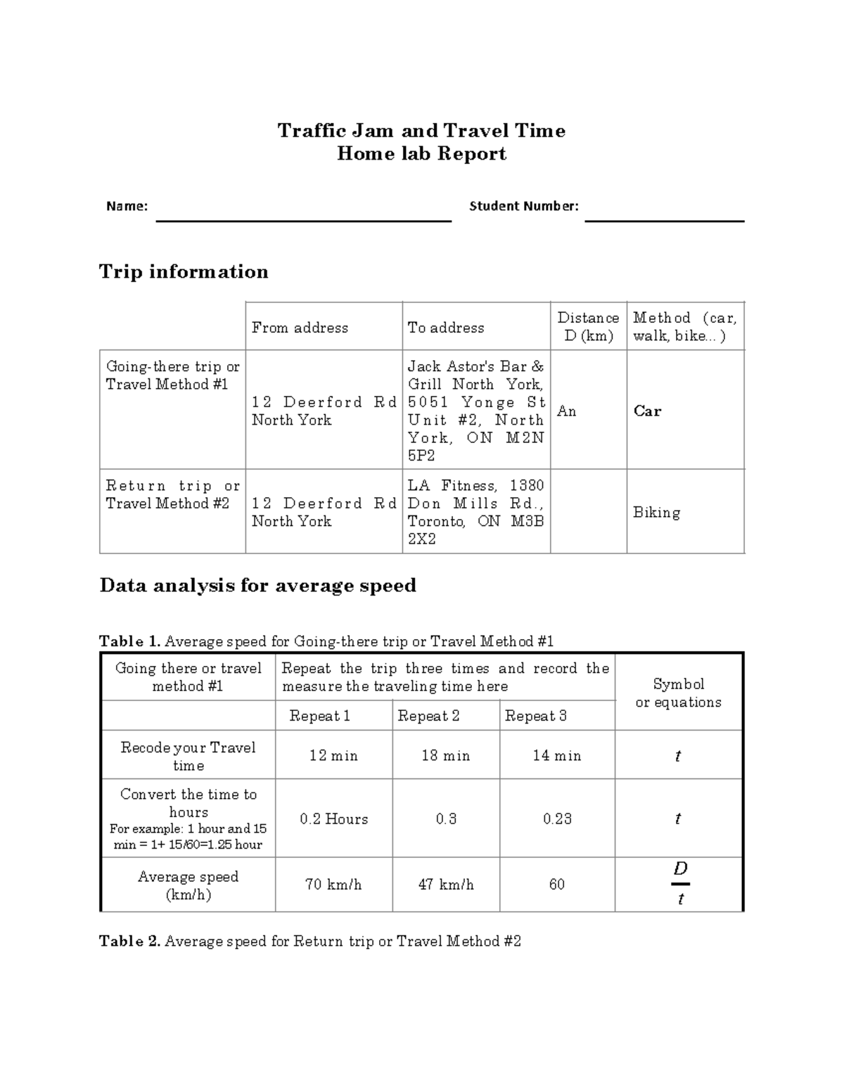 OPEM Lab Transporation Traffic Jams Lab Report Template 2 - Traffic Jam ...