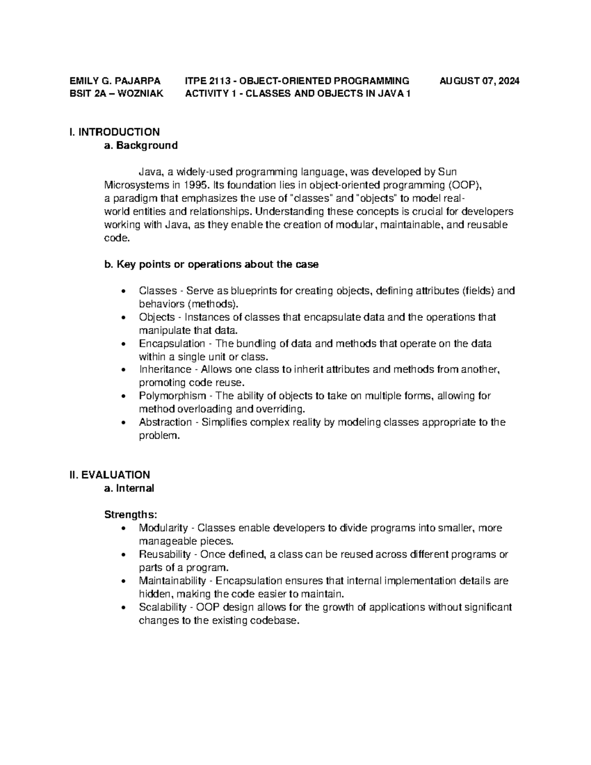 Emily activity 1 035837 - EMILY G. PAJARPA ITPE 2113 - OBJECT-ORIENTED ...