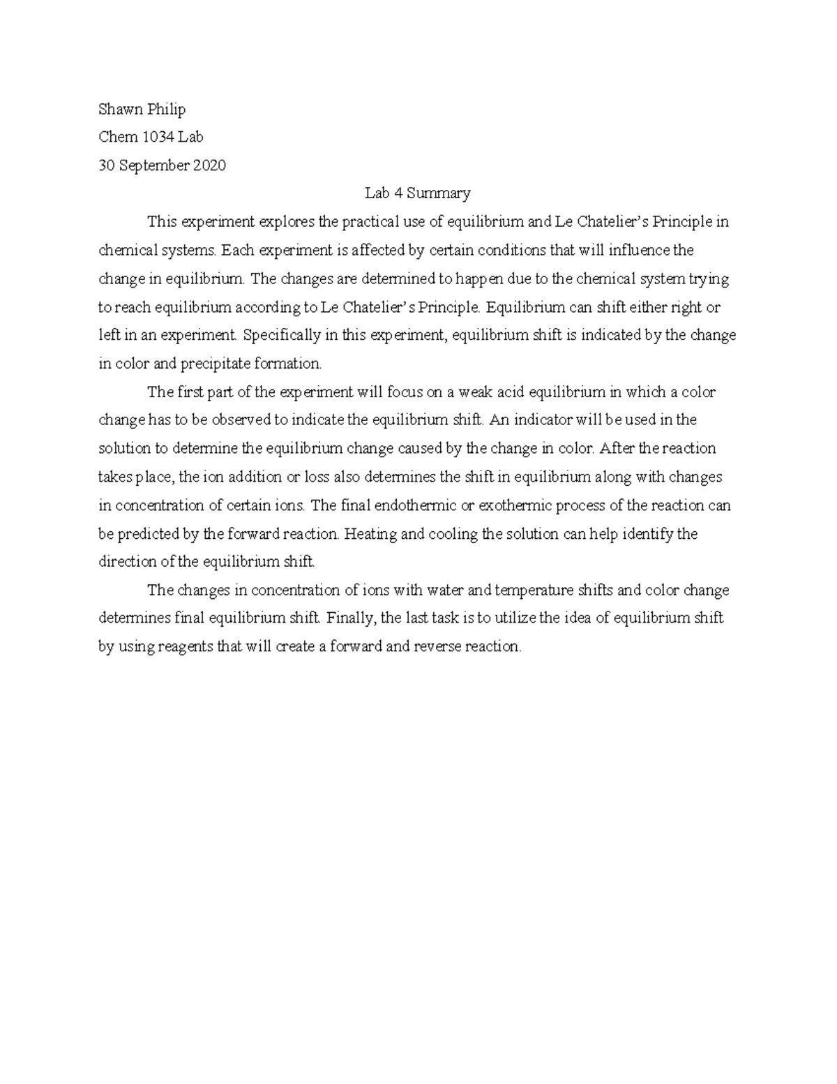 Lab 6 Summary - lab - CHEM 1034 - Temple University - Studocu