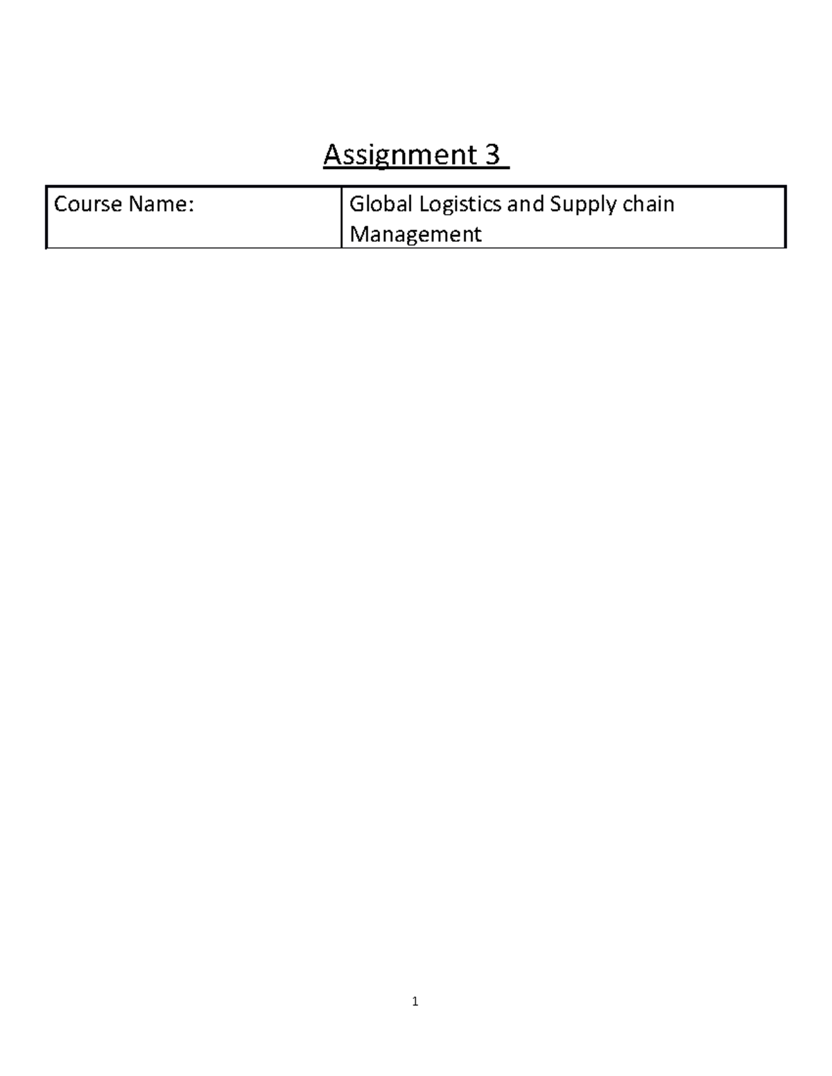 Assignment-3 - Graduate Course - Assignment 3 Course Name: Global ...