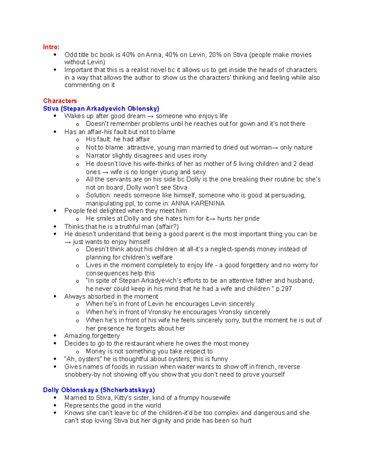 Anna Karenina Study Guide - Intro: Odd title bc book is on Anna, on ...