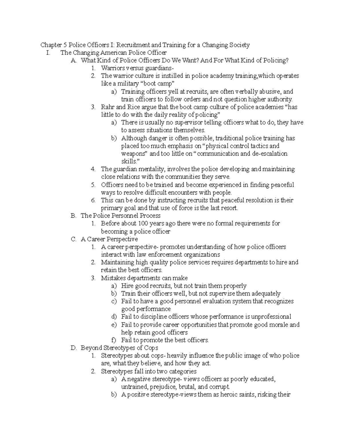 CJ 204 Chapter 5 - Summary The Police in America: an Introduction ...