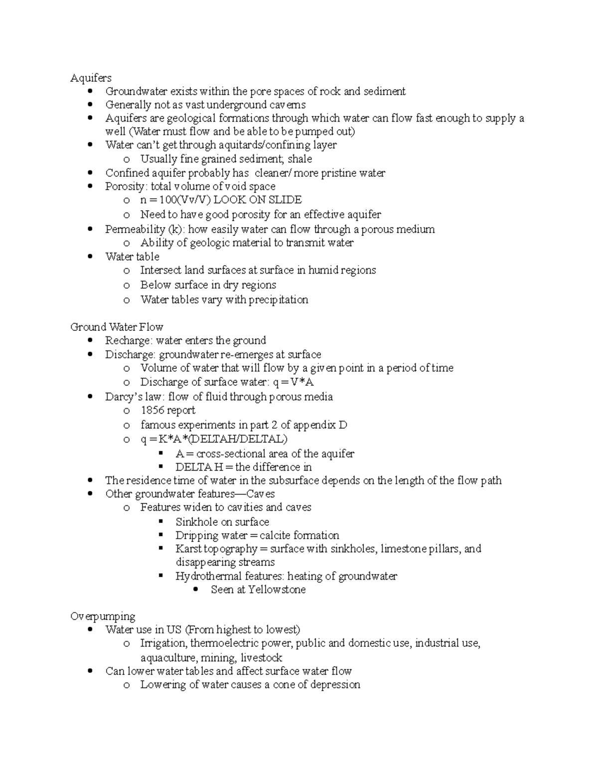 Chpt. 16 - Groundwater - Summary Essentials of Geology - Aquifers ...