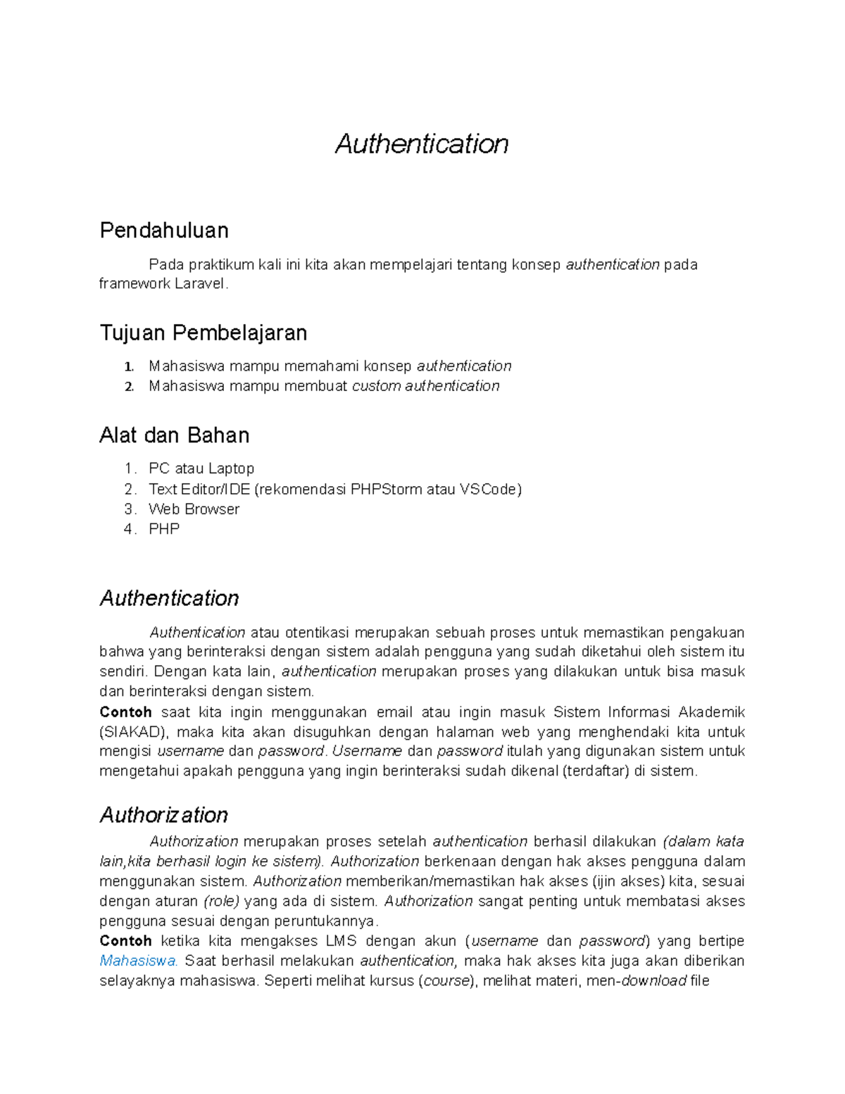06 Autentikasi Id Konsep Authentication Pada Framework Laravel Authentication Pendahuluan