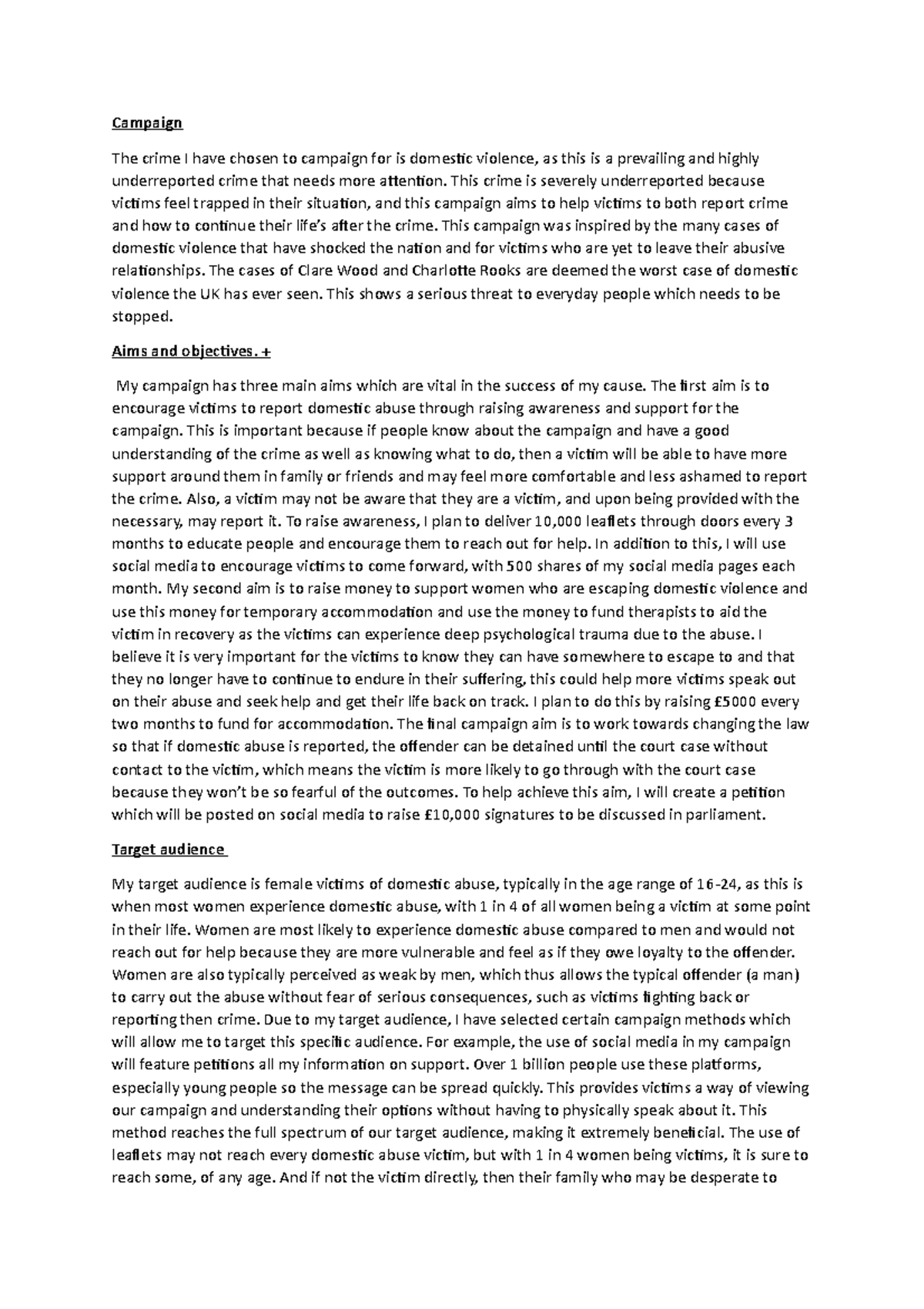 Campaign criminology - Lecture notes 2 - Campaign The crime I have ...