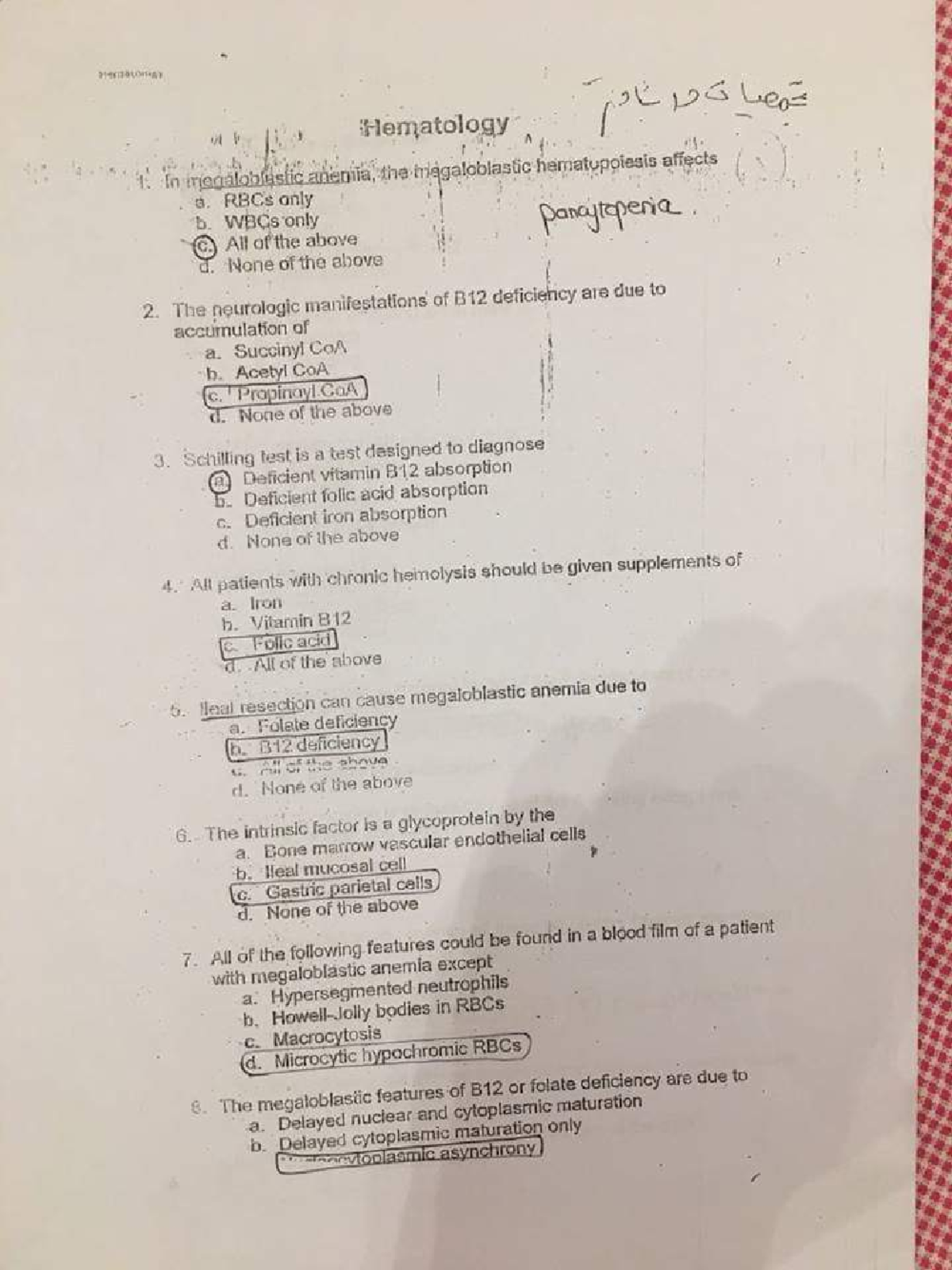 Hematology Dr Nader MCQs - Clinical Toxicology - Studocu