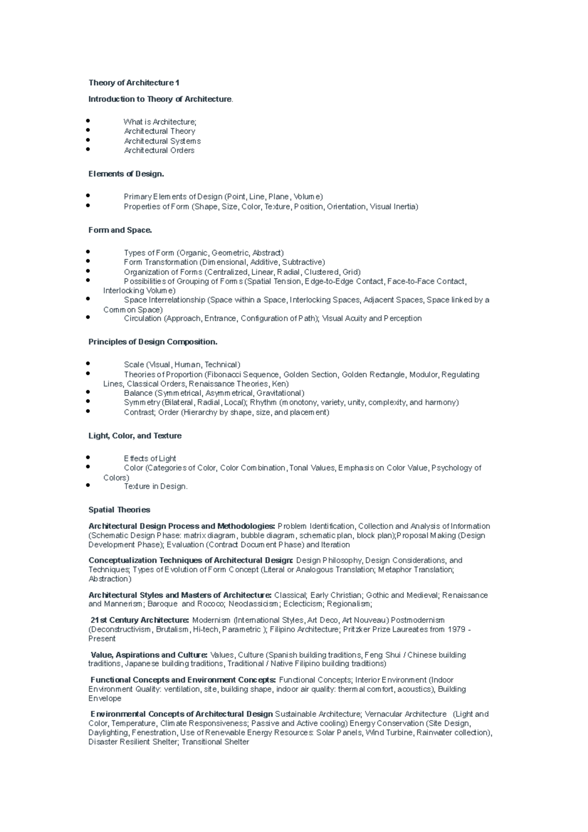 ICCA-Theory of Architecture 1 - Theory of Architecture 1 Introduction ...