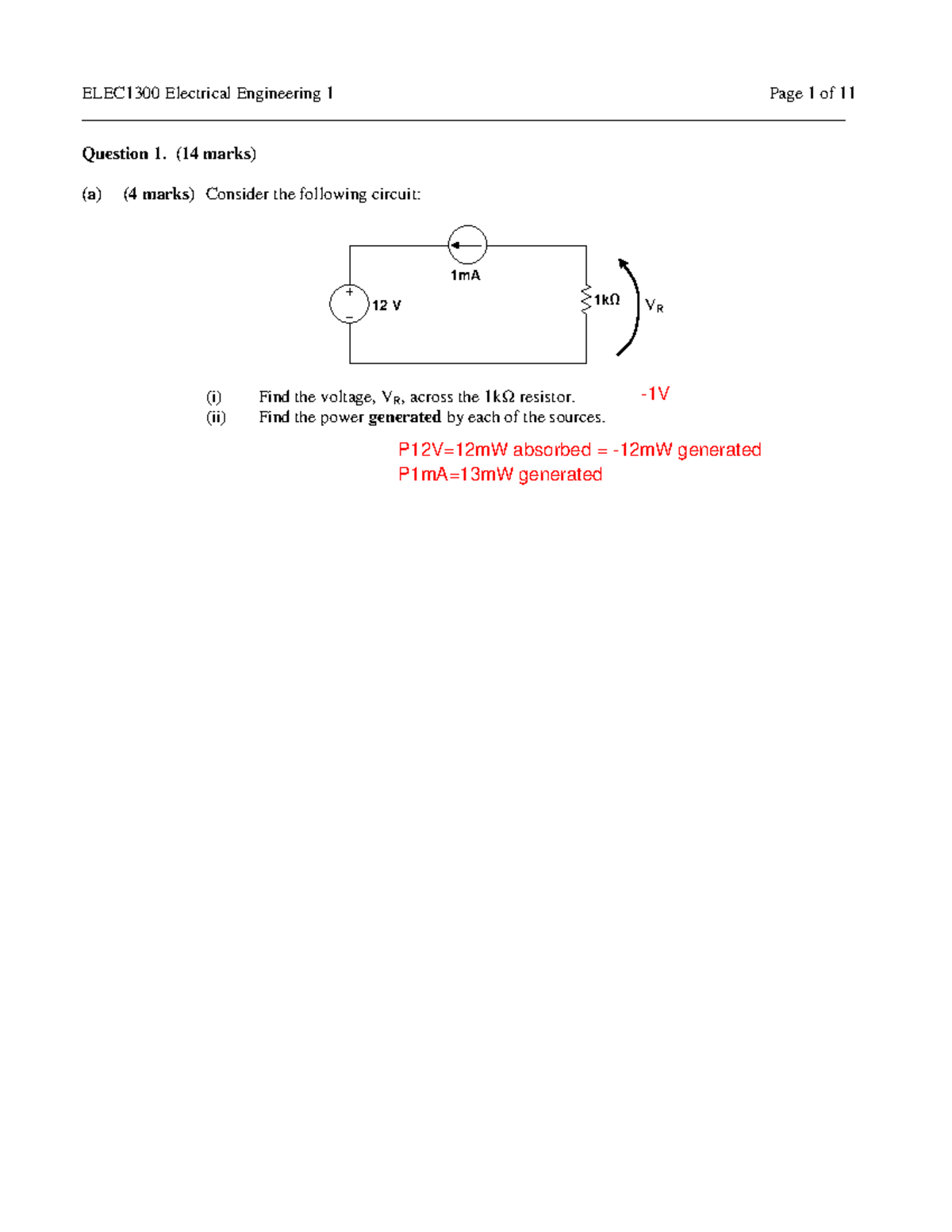Final exam 2010, questions and answers - ELEC1300 Electrical ...