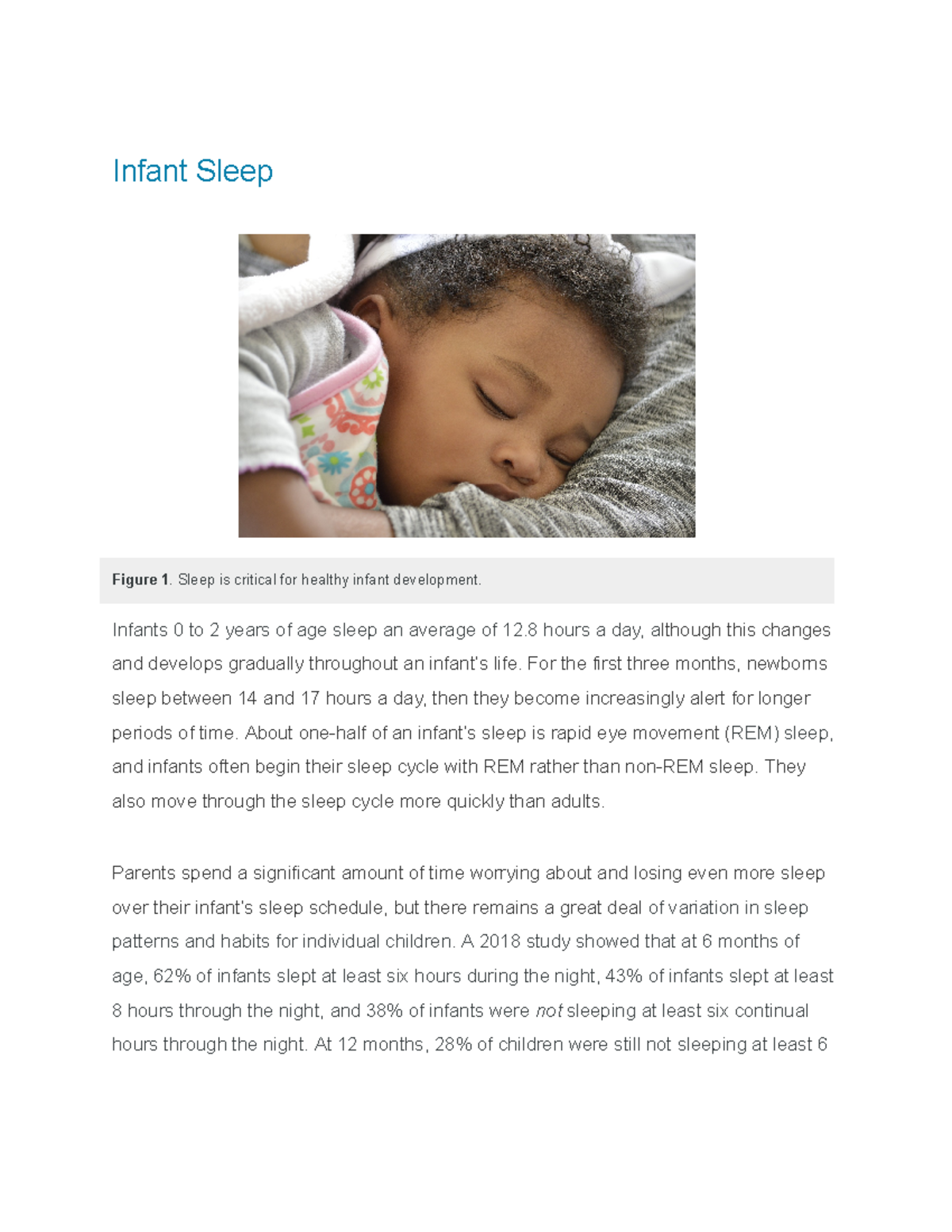 Infant health - Google Docs - Infant Sleep Figure 1. Sleep is critical ...