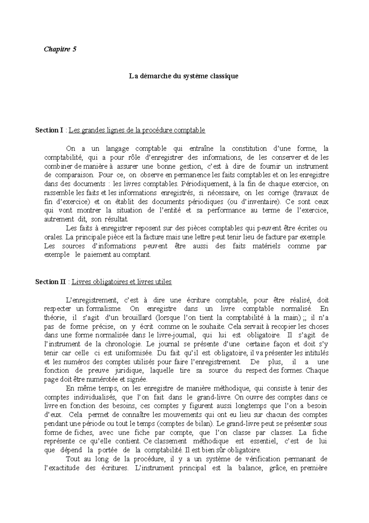 Chapitre 5 La démarche du système classique - Chapitre 5 La démarche du ...