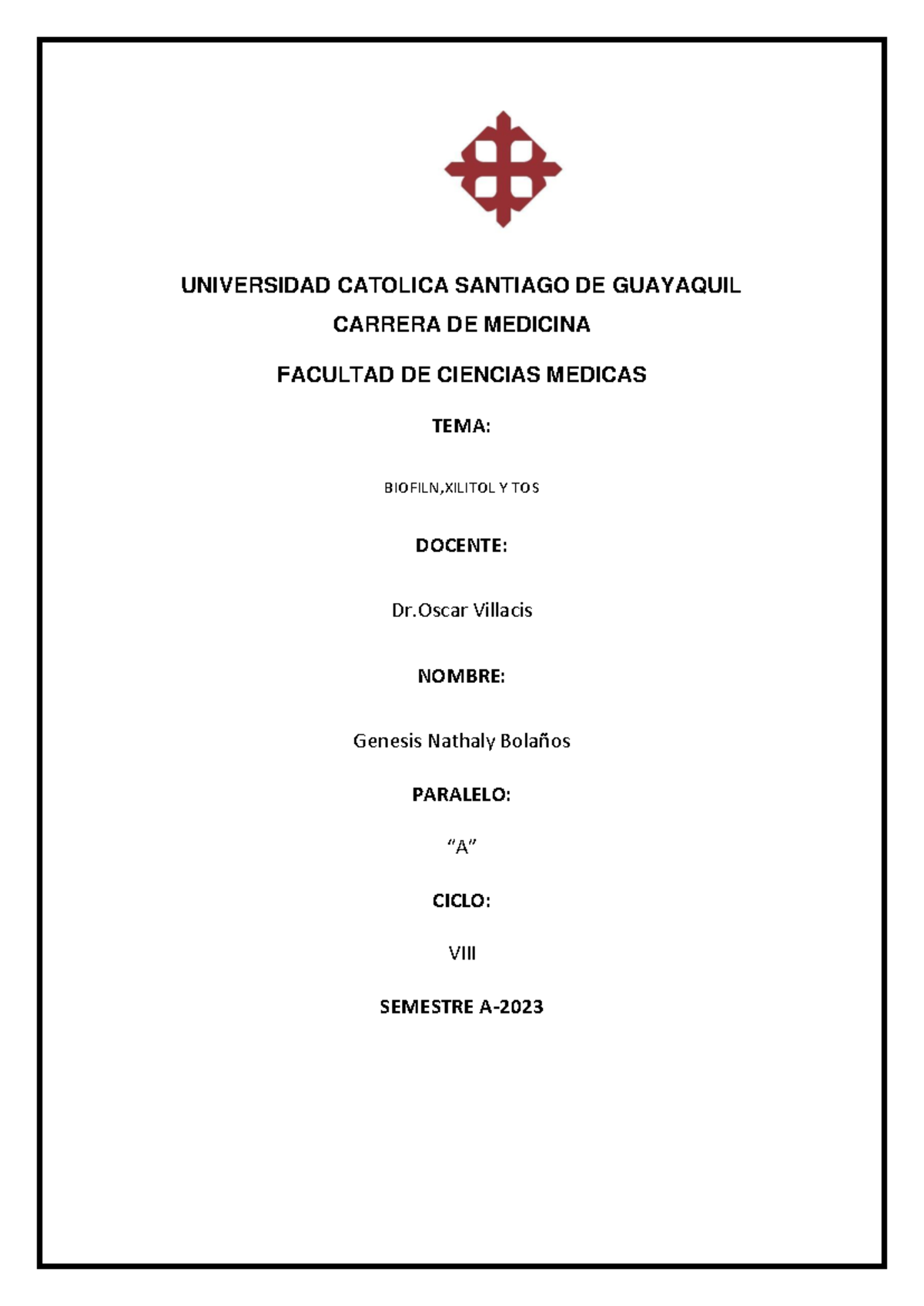 Tarea Bolaños Arellano Genesis - UNIVERSIDAD CATOLICA SANTIAGO DE ...