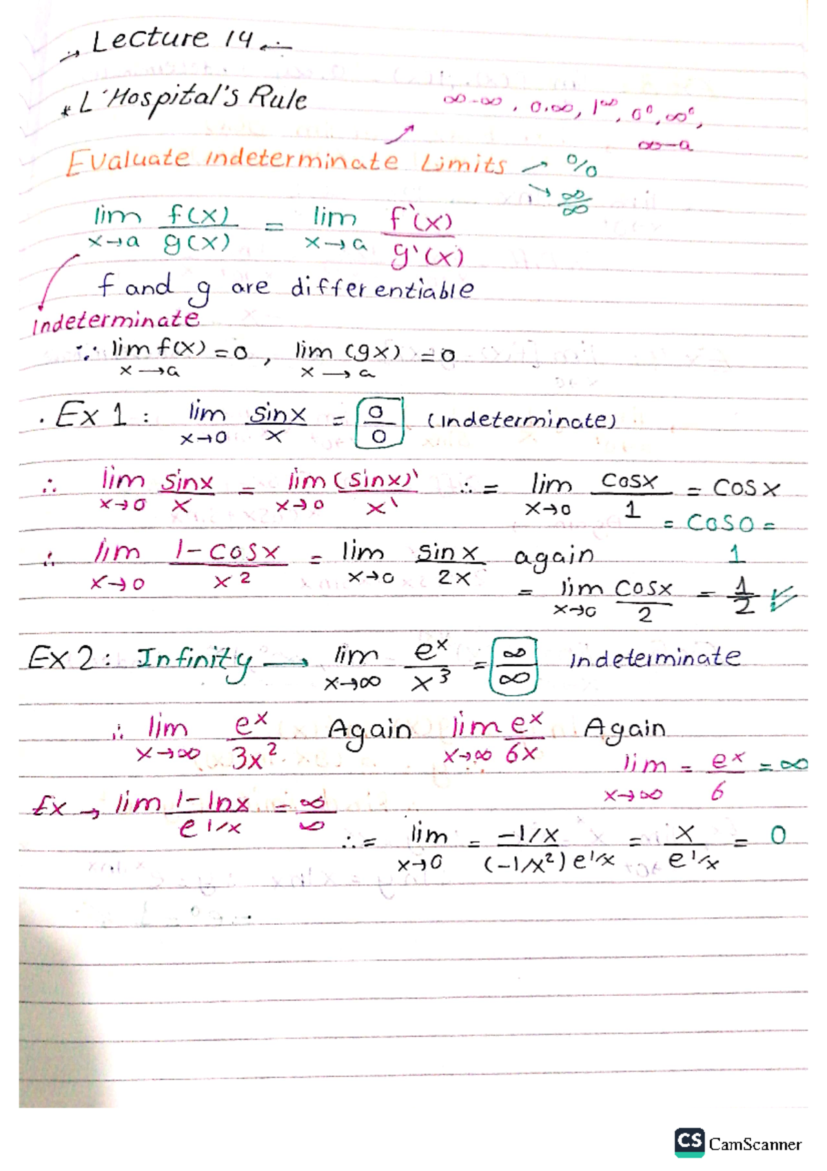 Lec 14 - notes - Calculus I - CamScanner CamScanner - Studocu