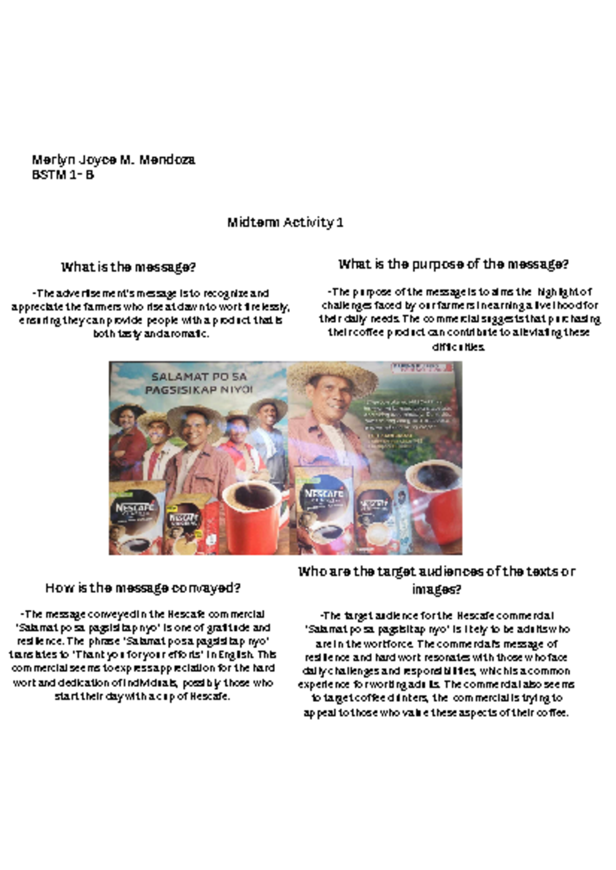 Purcom - lecture - What is the message? -The advertisement's message is ...