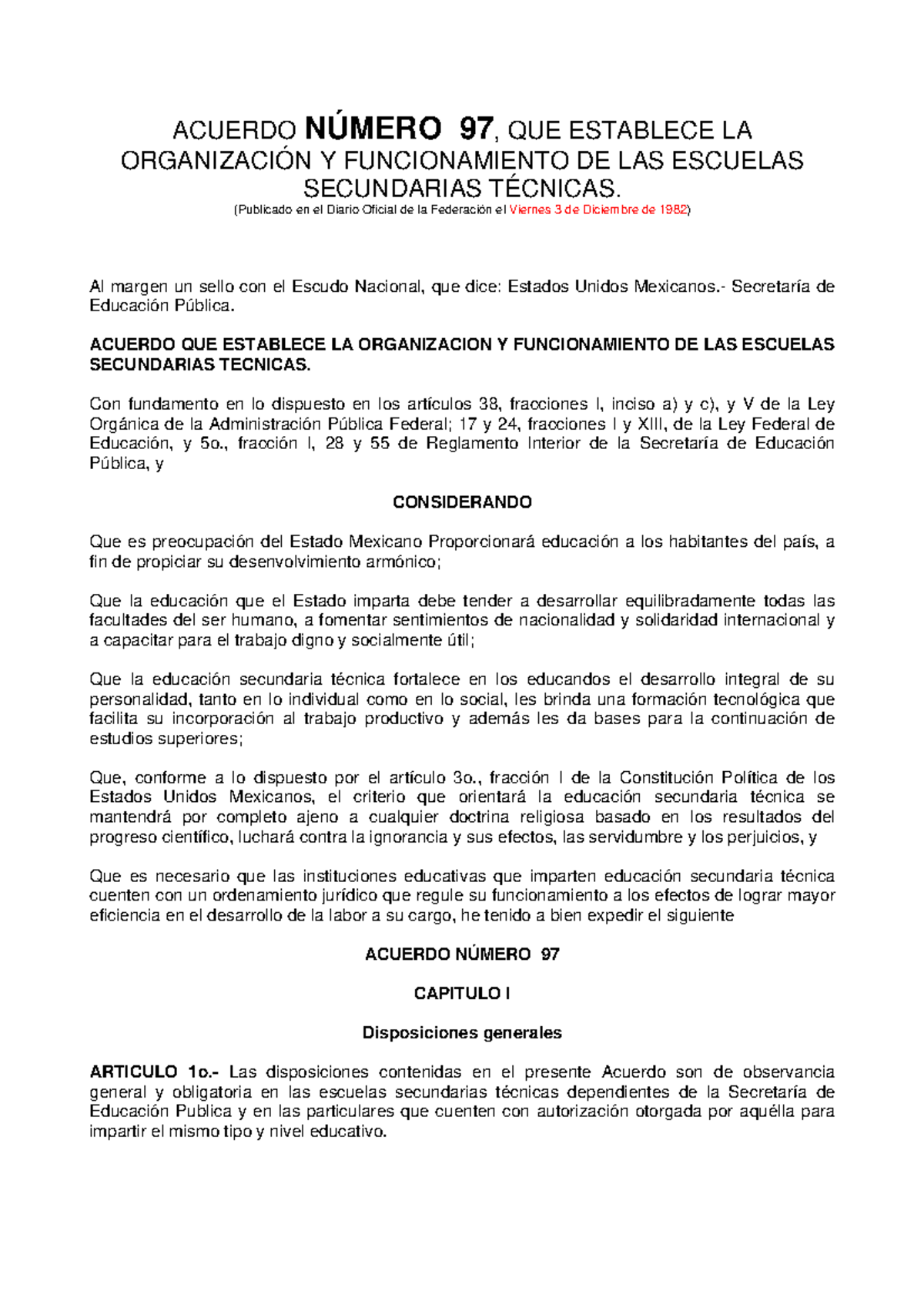 Acuerdo 97 Tecnicas - Temas especificos - ACUERDO NÚMERO 97 , QUE ...