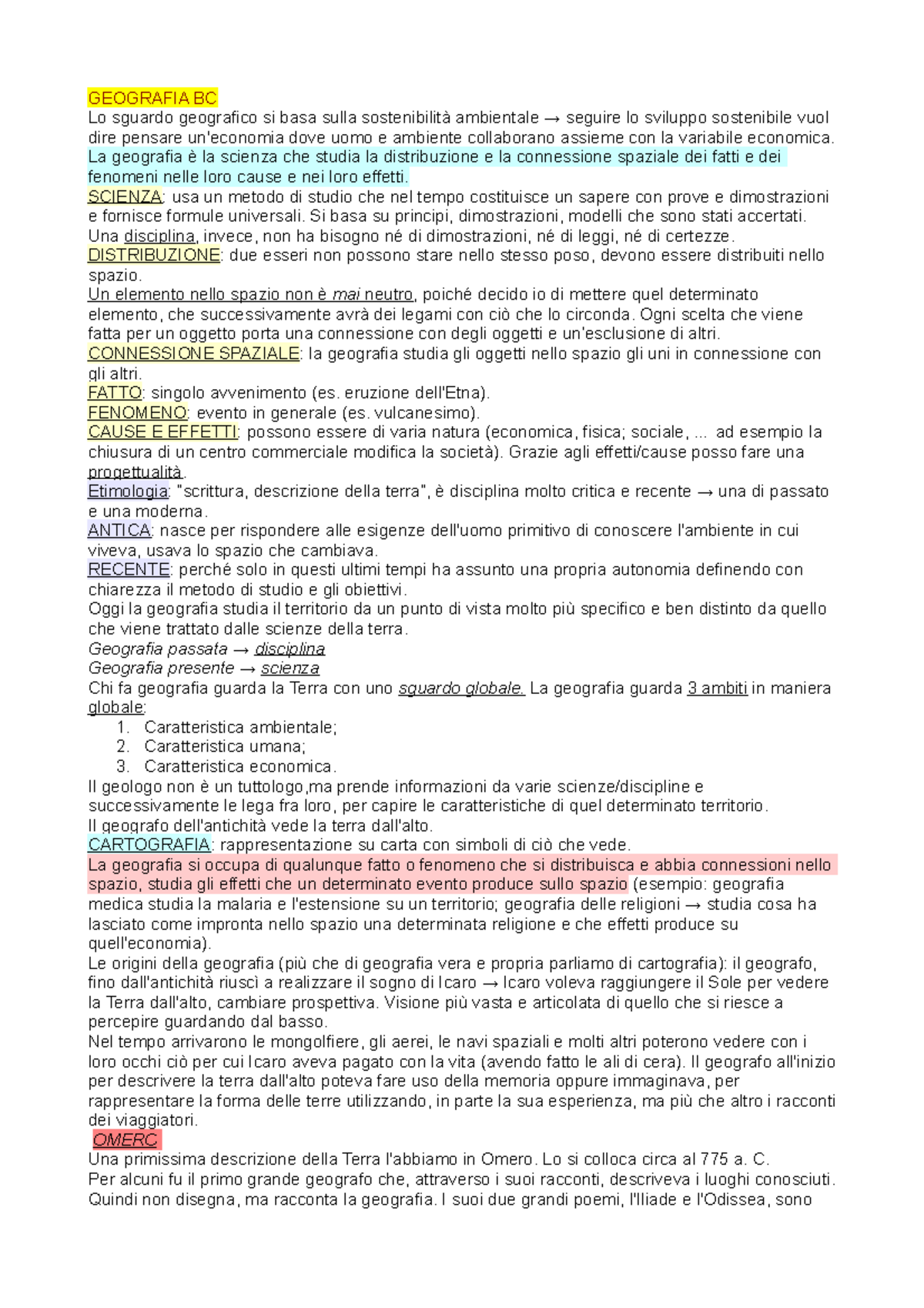 Appunti lezioni geografia (Maria Pappalardo) - GEOGRAFIA BC Lo sguardo ...