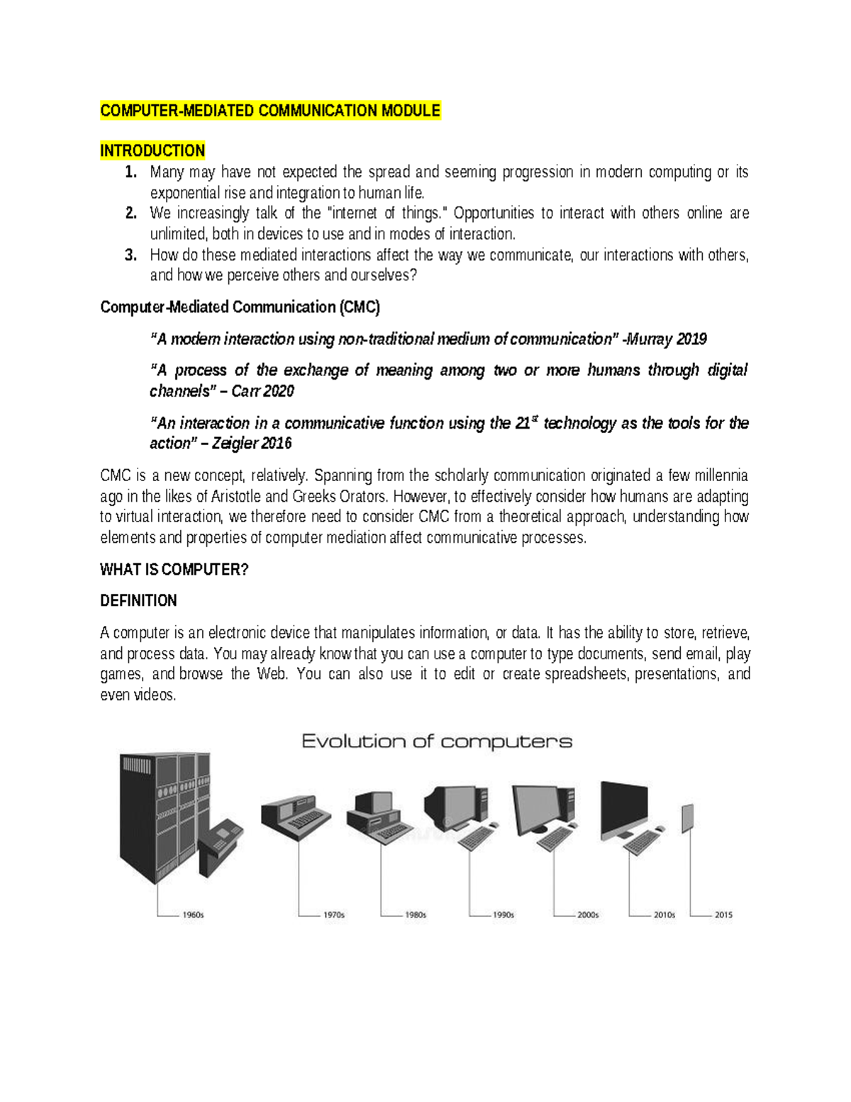 Computer Module - COMPUTER-MEDIATED COMMUNICATION MODULE INTRODUCTION ...