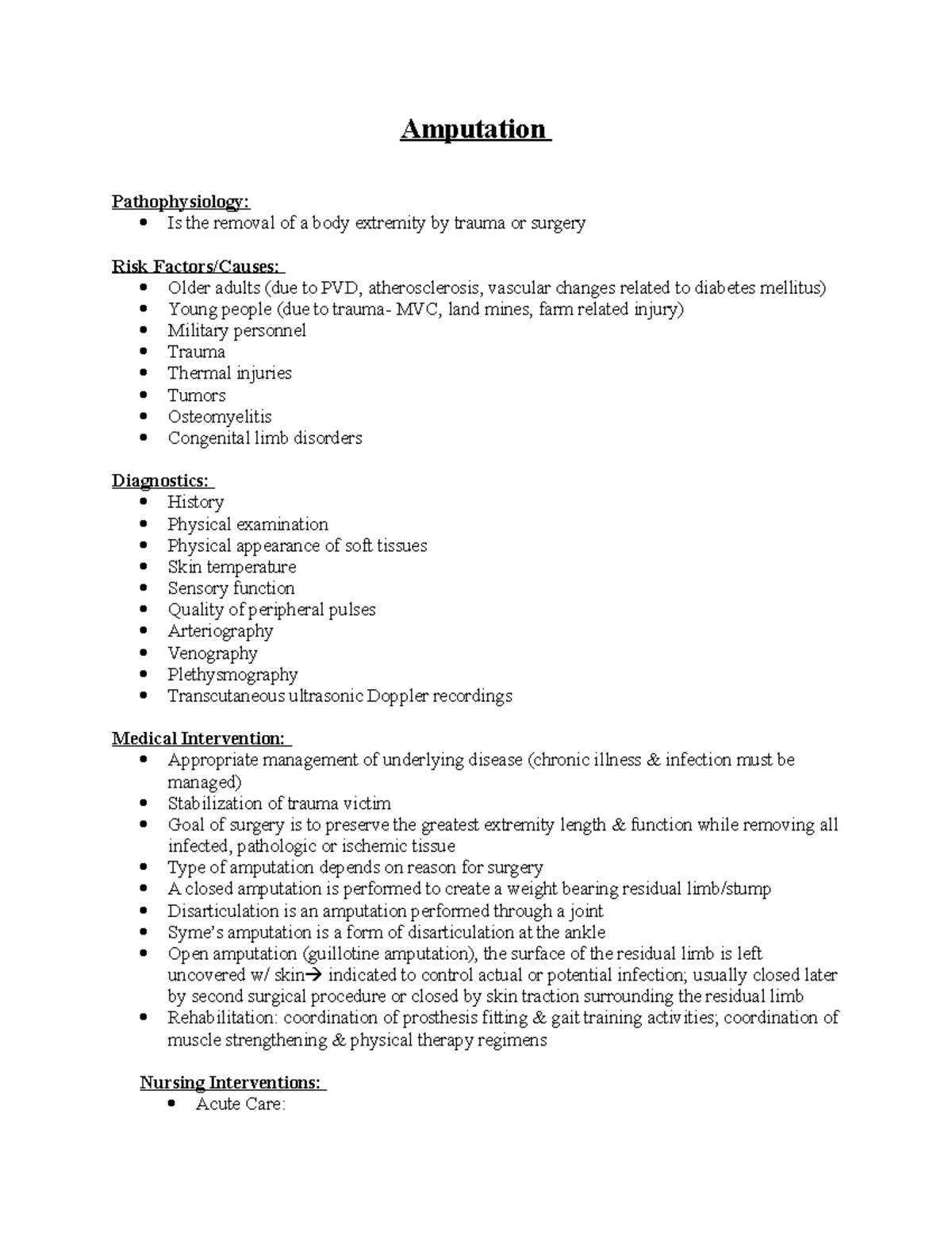 Amputation - Amputation Pathophysiology: Is the removal of a body ...